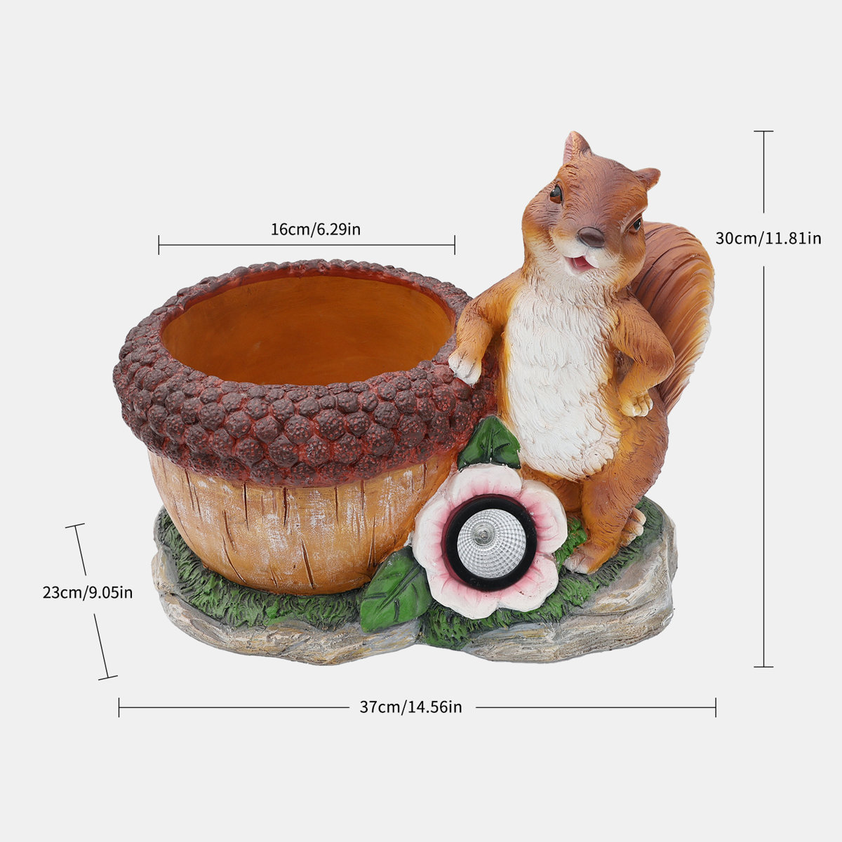 Millwood Pines Outdoor Solar Squirrel Statue Planter – Pinecone Pot ...