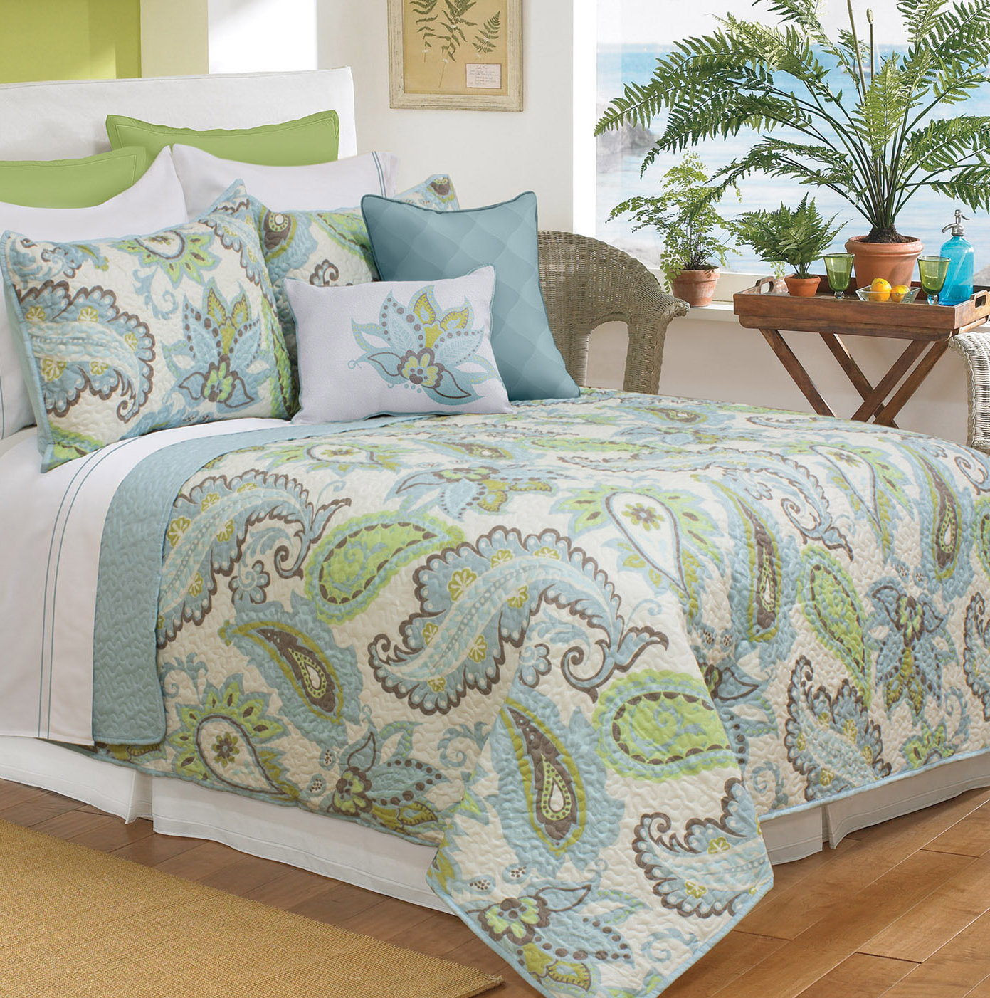 Safdie & Co. Inc. Luxury Bedding Collection Green Microfiber Modern & Contemporary Coverlet ...