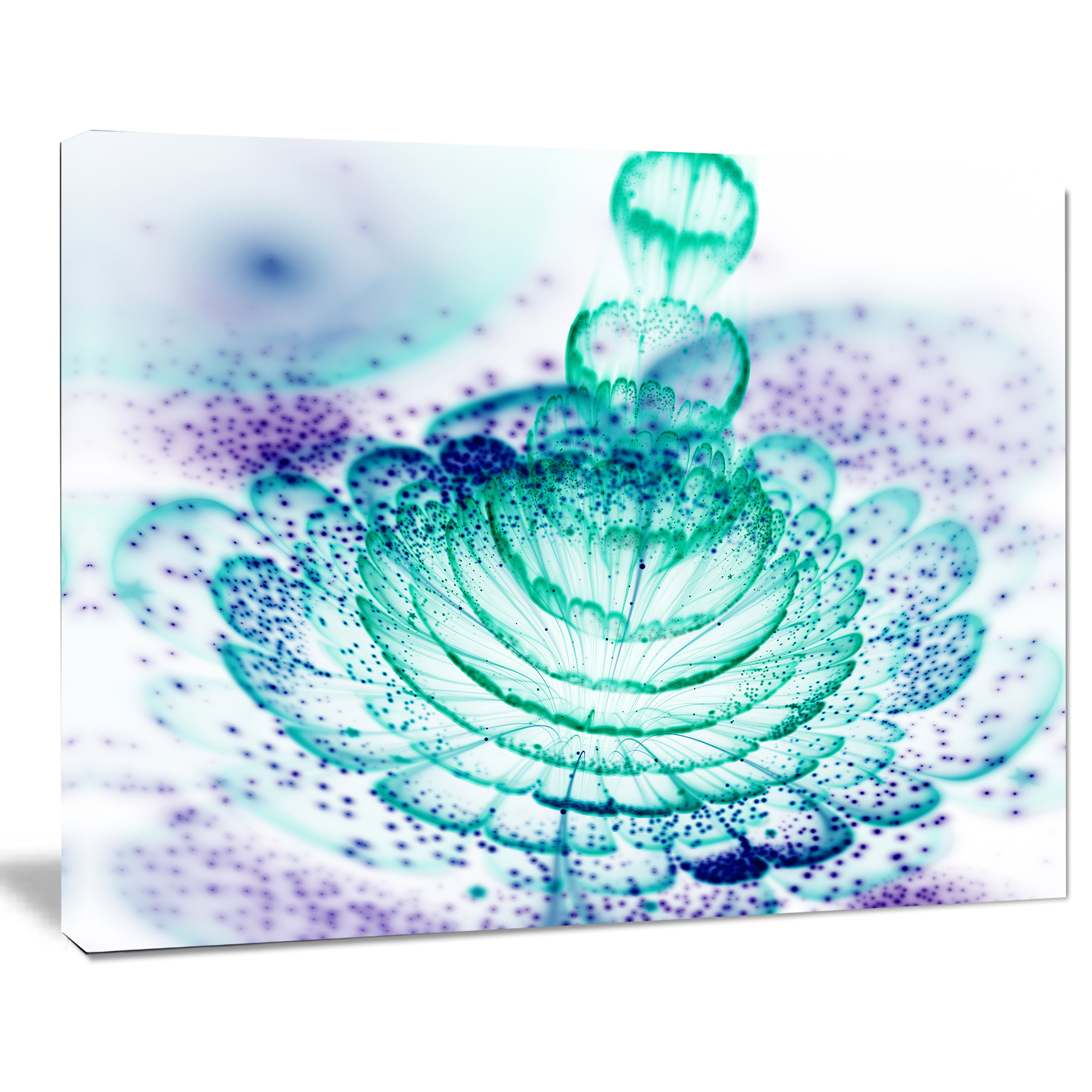 Design Art Glossy Light Blue Fractal Flower Large Floral Graphic Art on ...