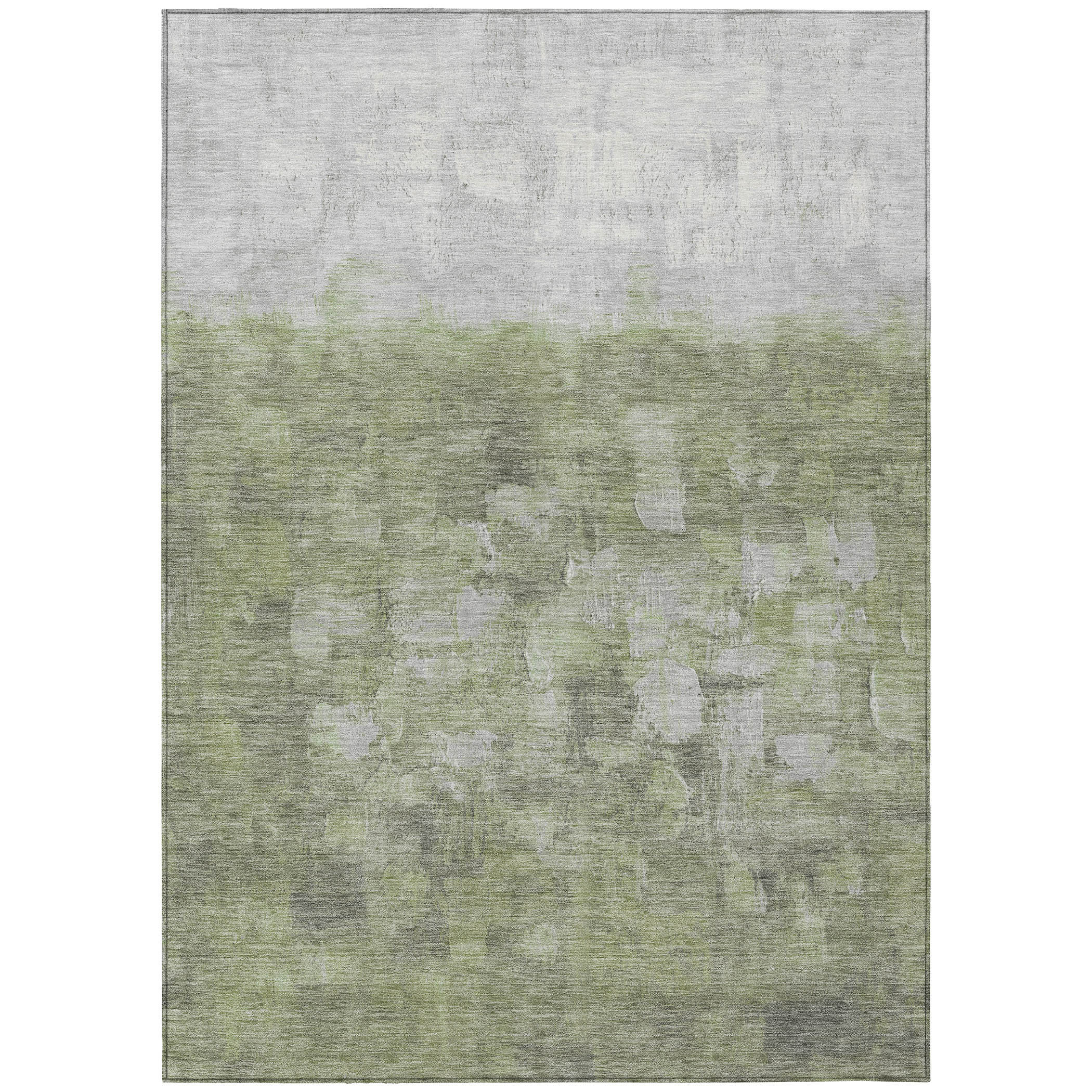 Orren Ellis 3' X 5' Fern Green And Silver Abstract Washable Indoor ...