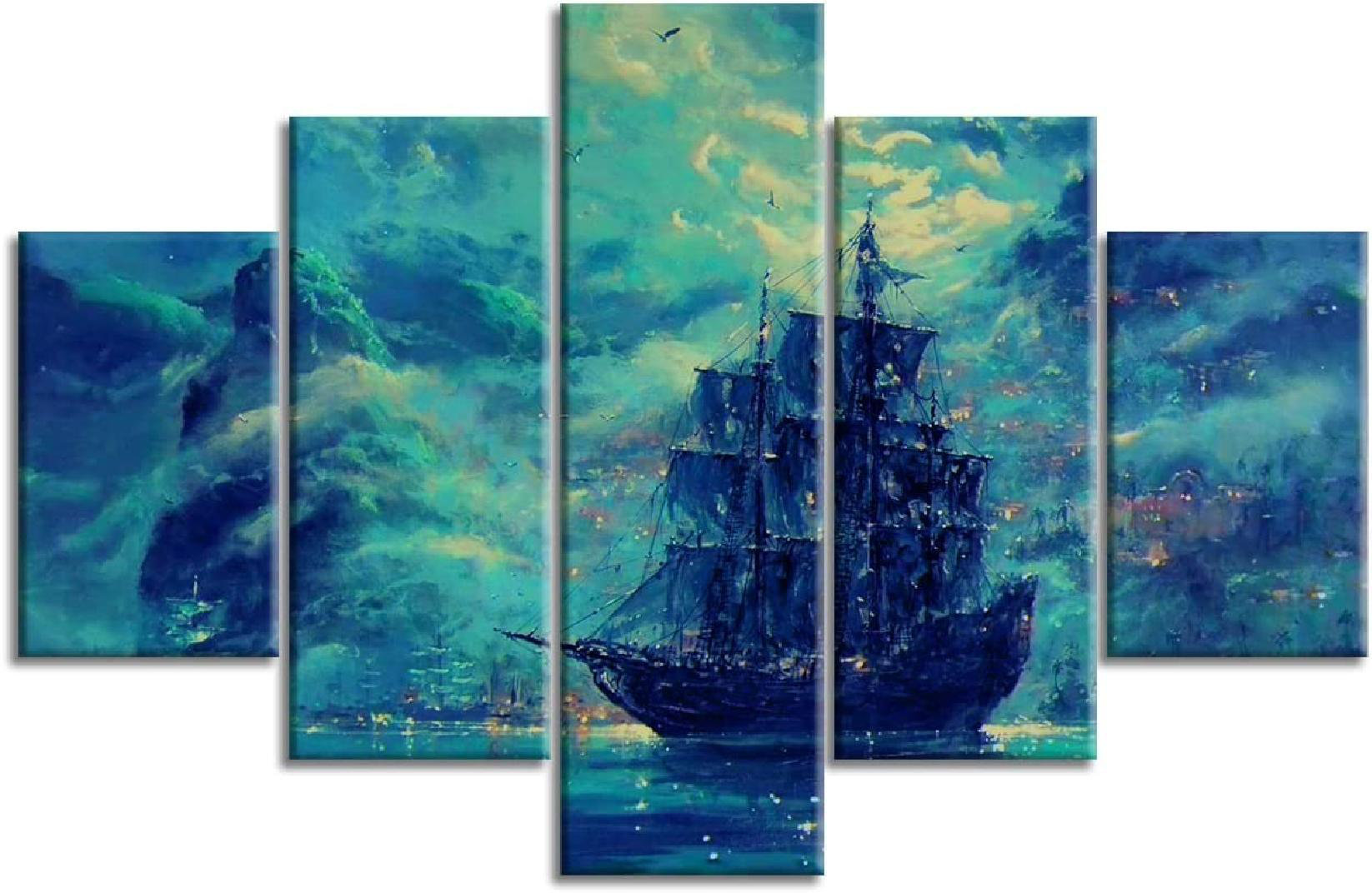 Longshore Tides Sailing Ship - 5 Piece Painting Set on Canvas | Wayfair