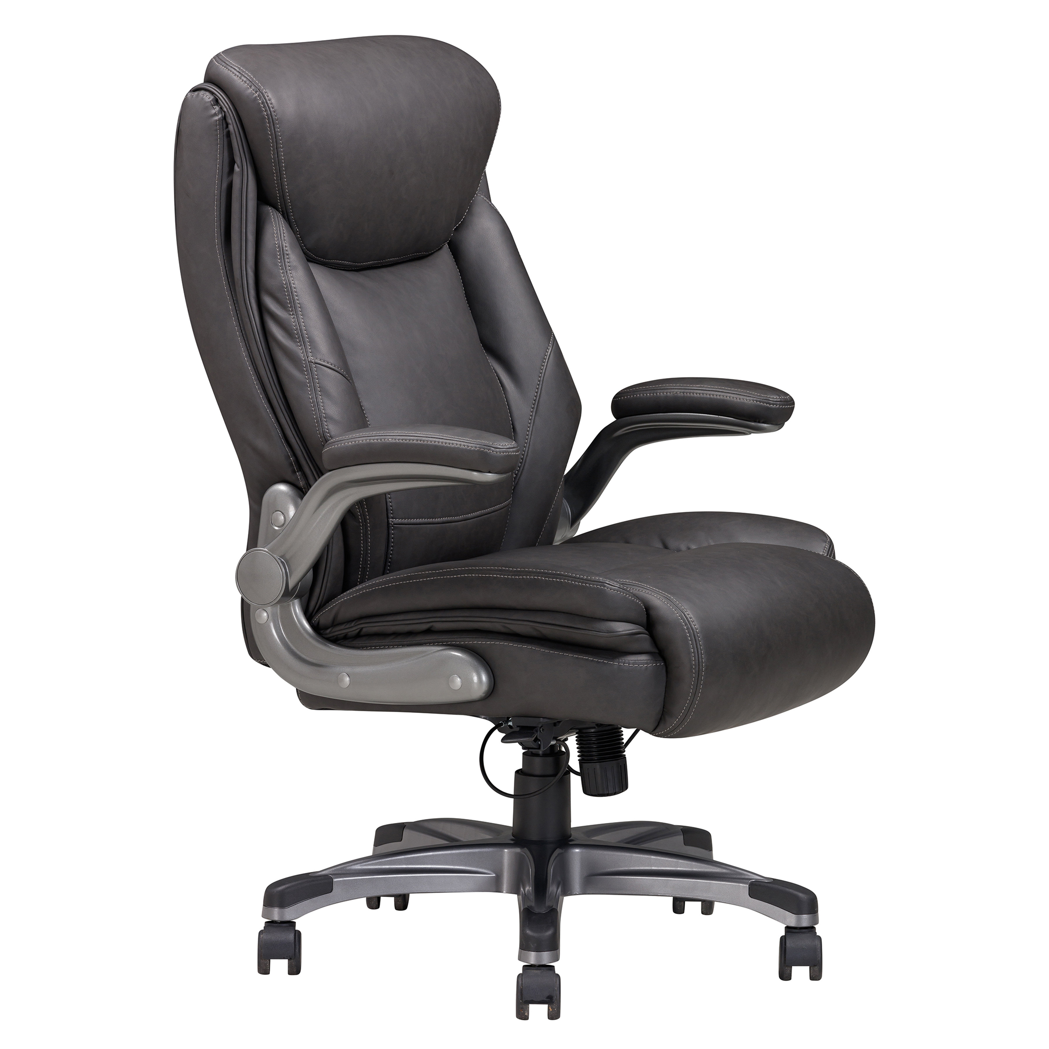 Inbox Zero Classic Gray Bonded Leather Upholstered Office Chair With ...