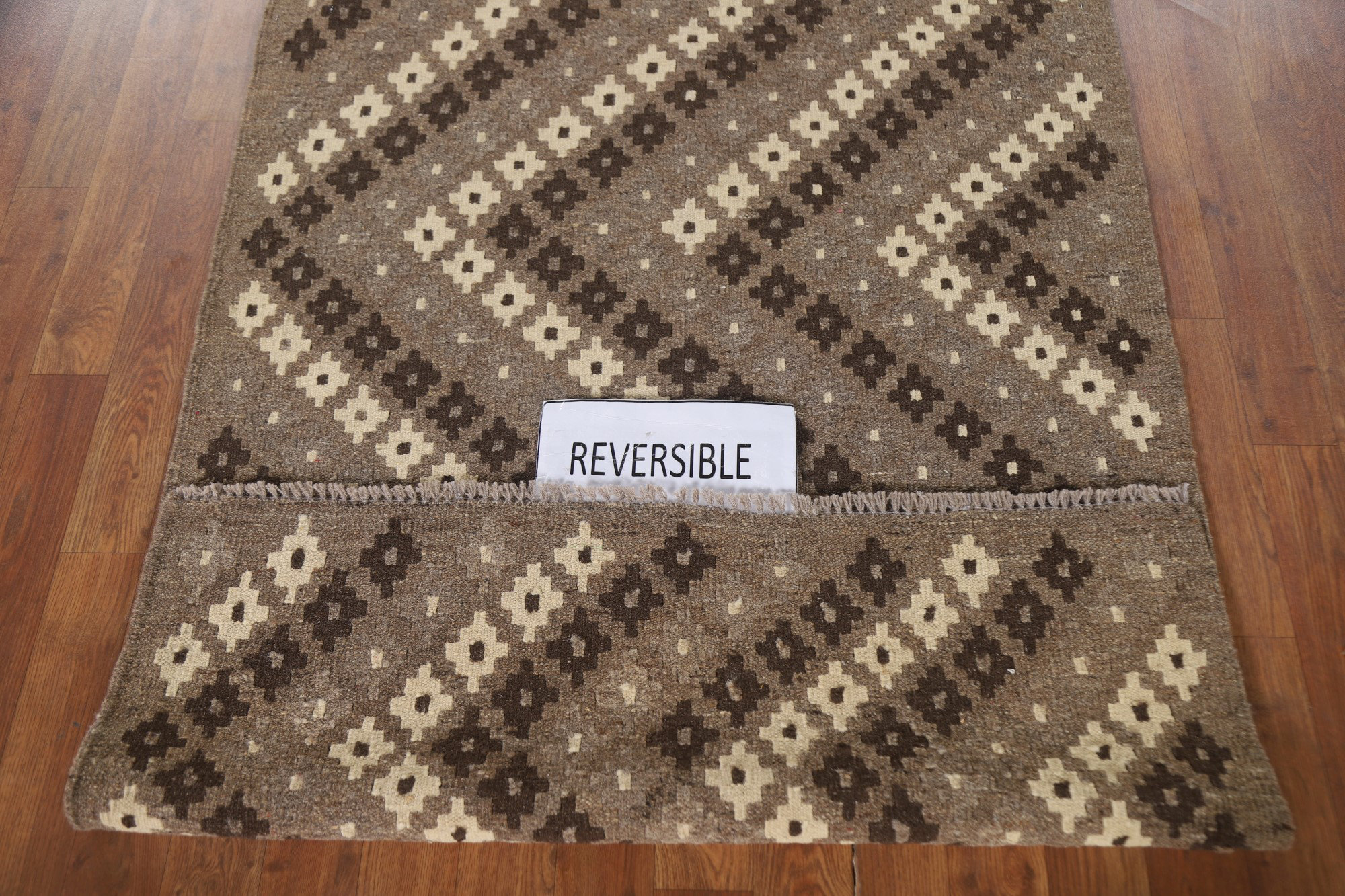 Bungalow Rose Brown Geometric Kilim Oriental Wool Rug 4x5 | Wayfair