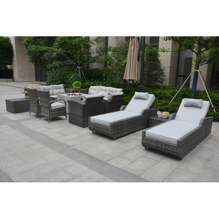 DirectWicker Wicker/Rattan 11 - Person Seating Group With Cushions ...