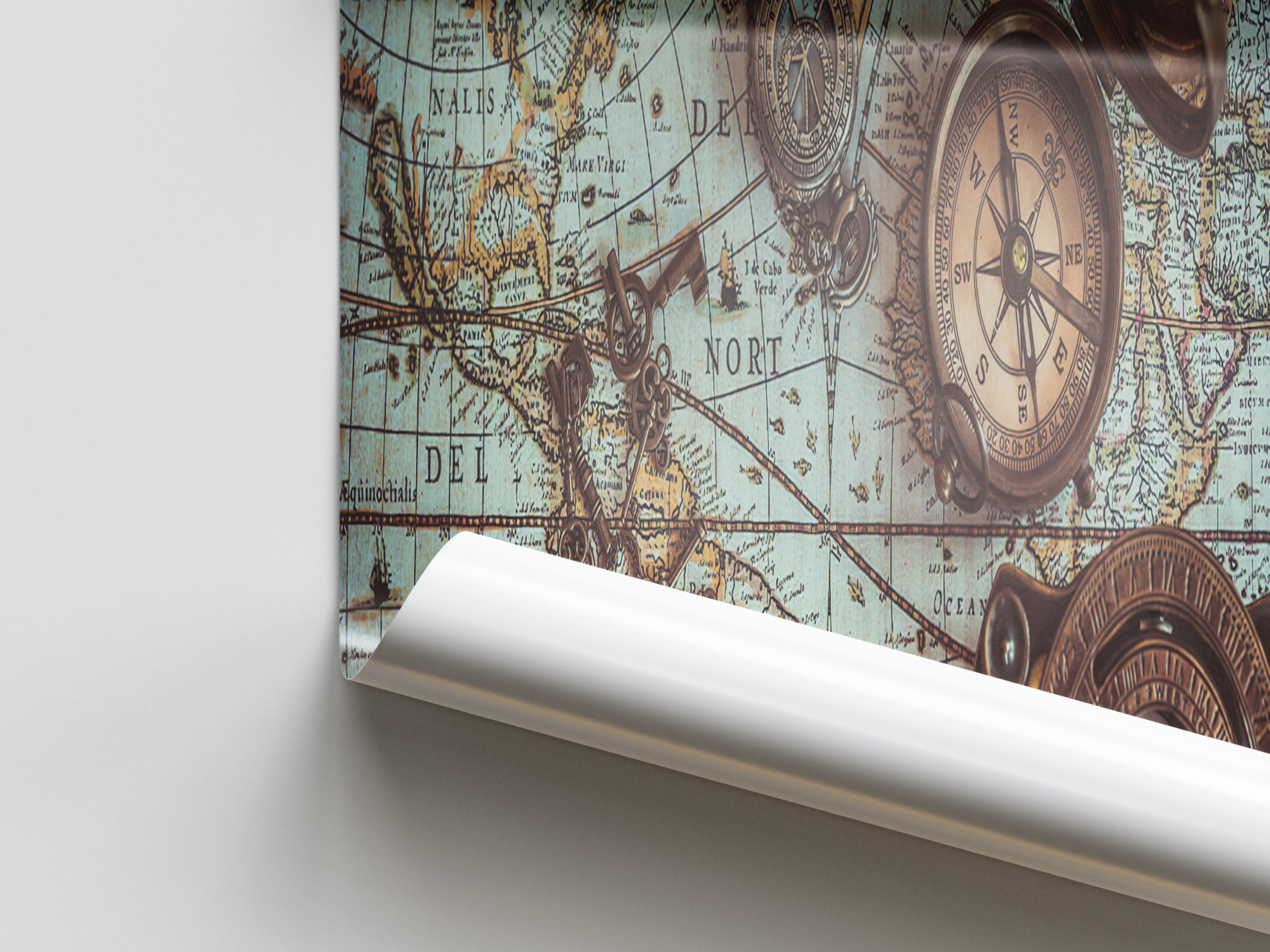 Breakwater Bay Compass Art Canvas, Vintage Map Art Canvas, Vintage ...