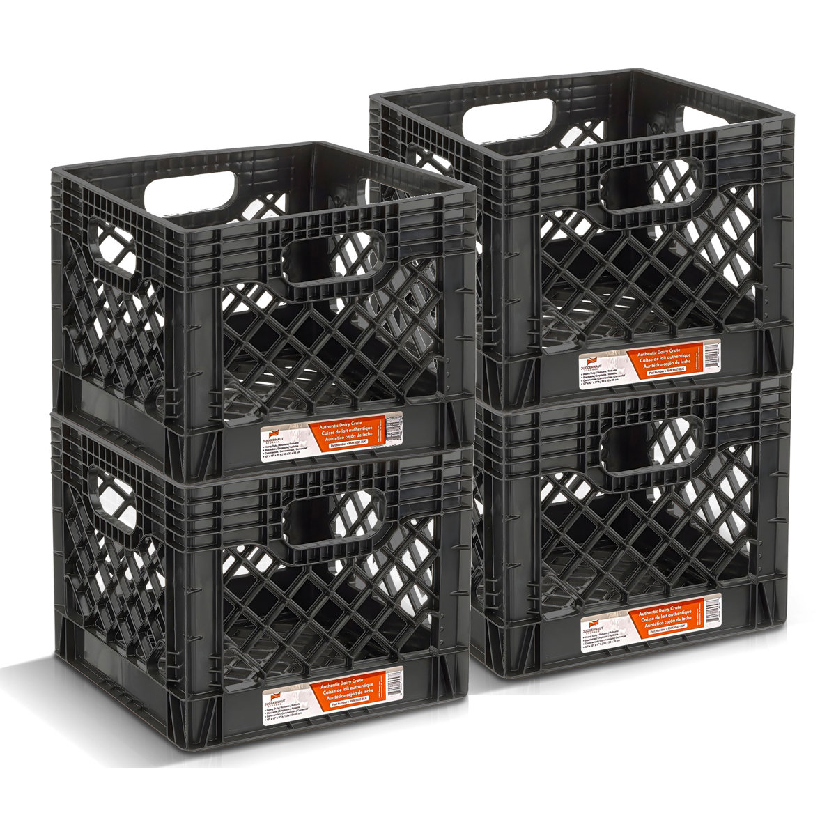 Juggernaut Storage 16 Quart Storage Crate with Handles, Black, Set of 2 ...