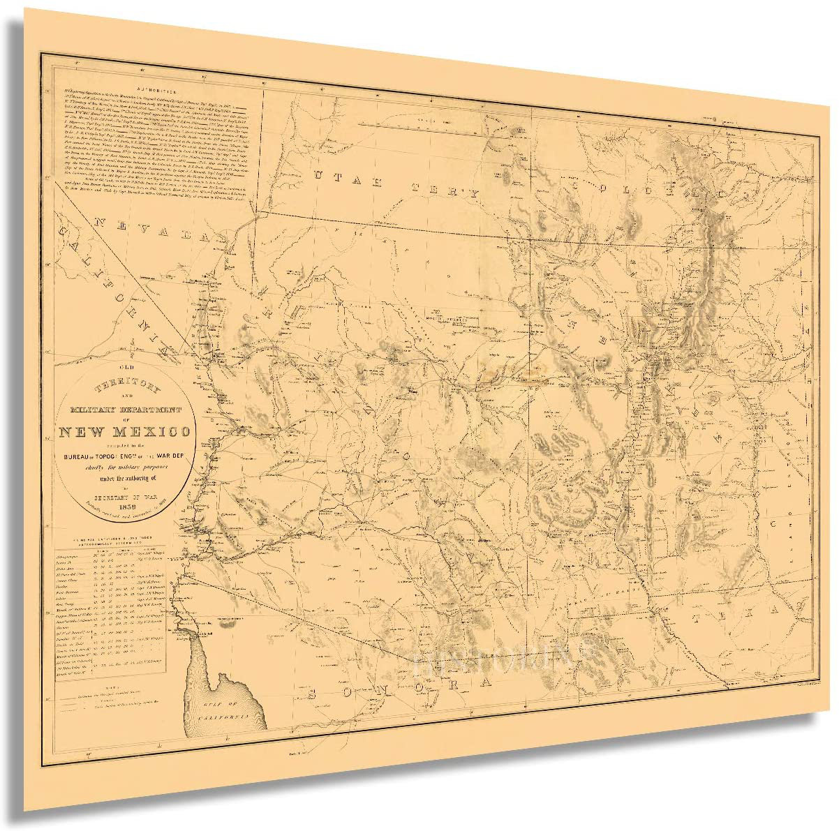 HISTORIC PRINTS HISTORIX Vintage 1867 Map Of New Mexico And Arizona ...