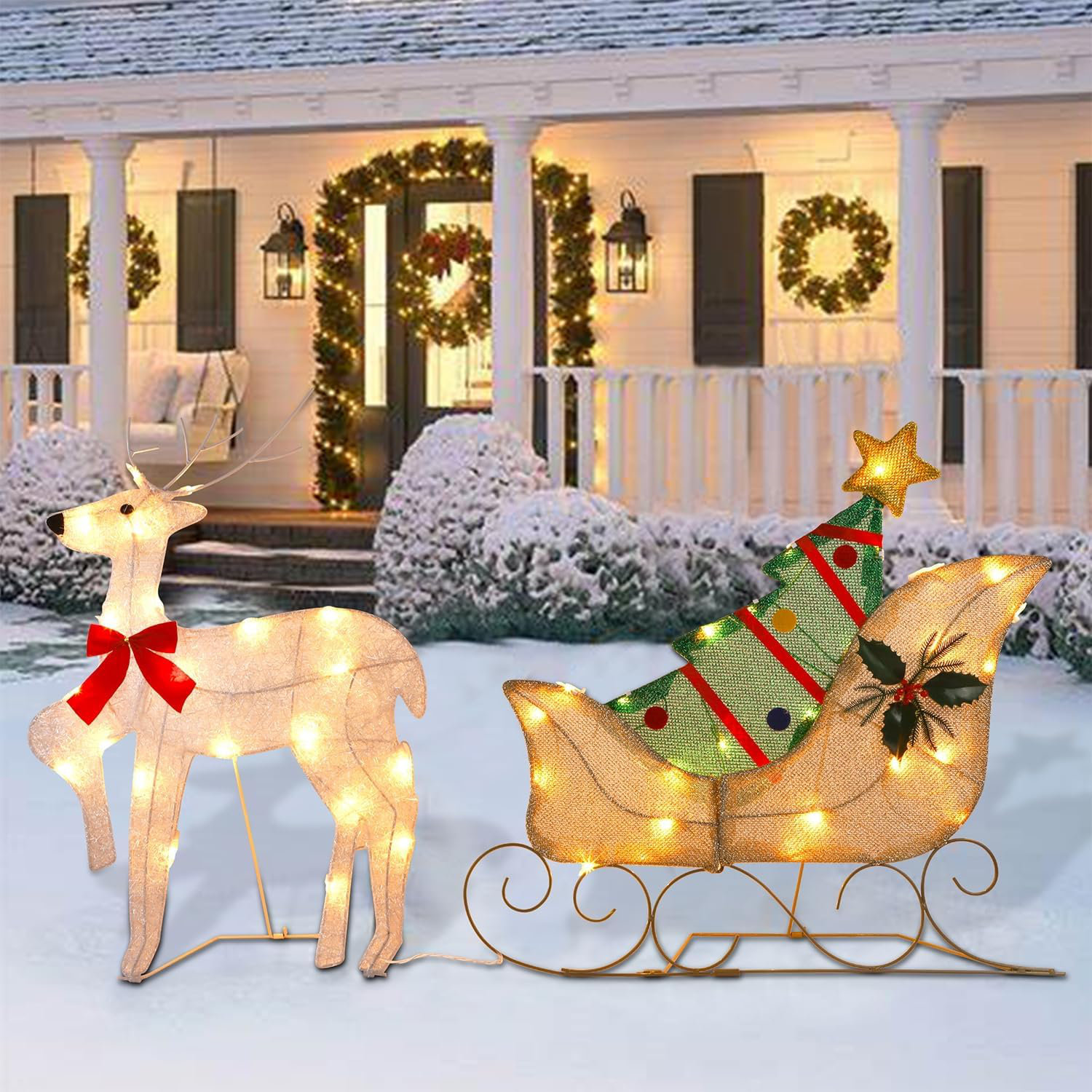 The Holiday Aisle® Set Of 2 Christmas Decorations Outdoor, 23 Inch ...