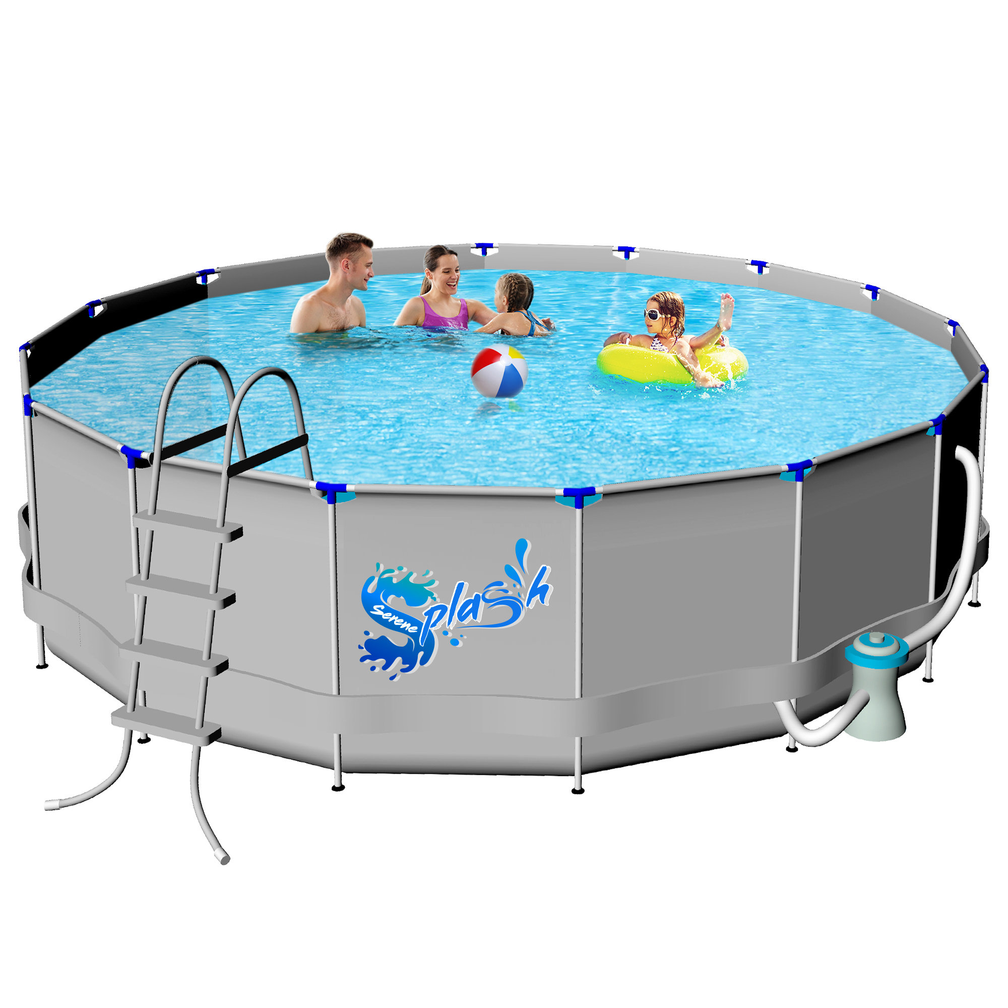 SereneLife 18 ft x 4 ft Metal Frame Pool Set & Reviews | Wayfair