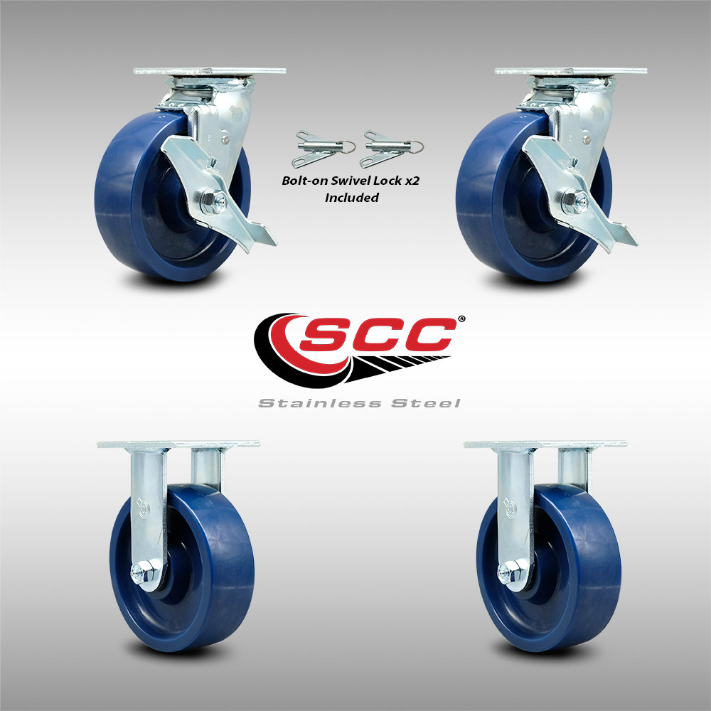 Service Caster 4 Piece Stainless Steel Solid Poly Caster Set | Wayfair