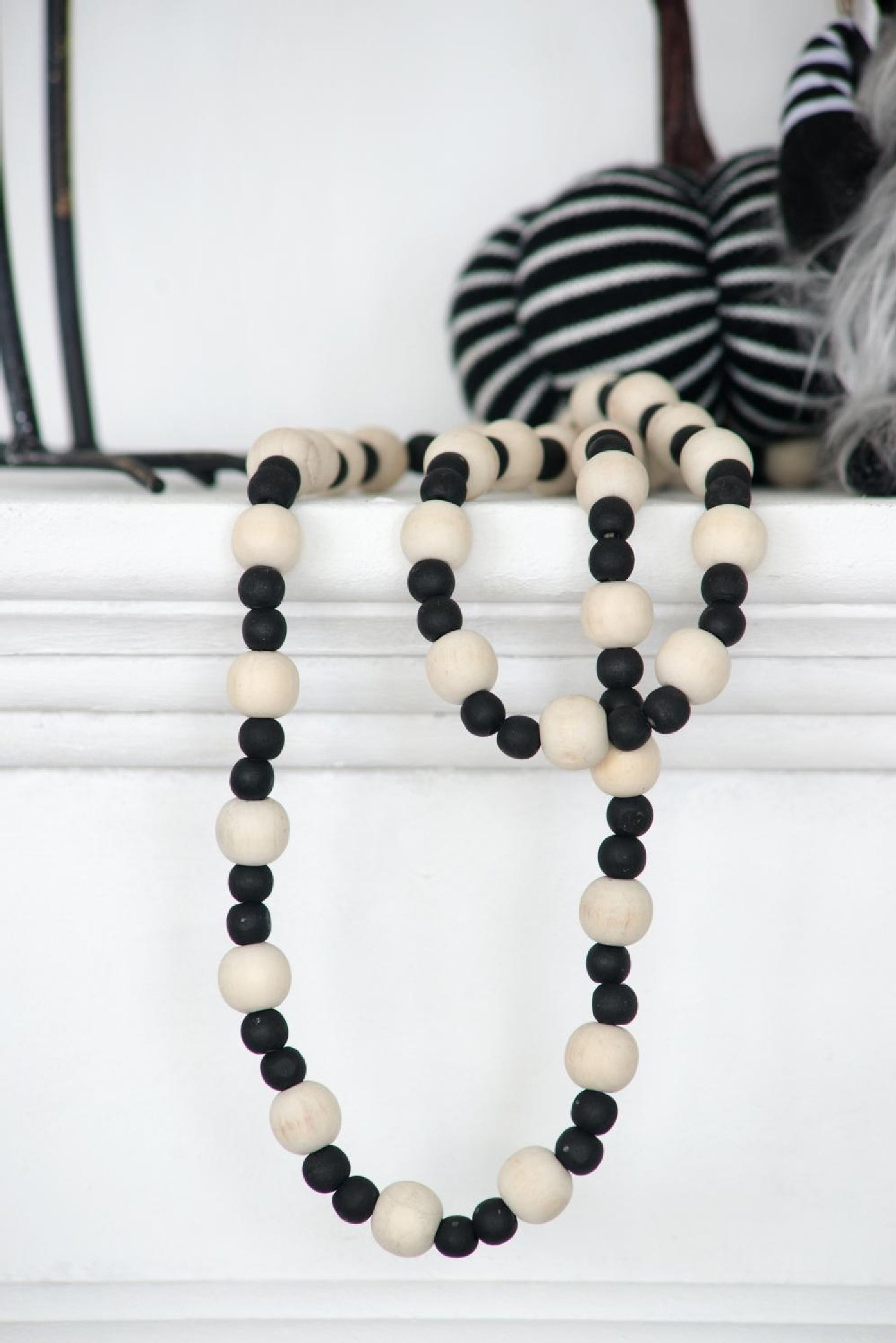 Primrue 5' Bead Garlands - Set of 6 - Cream/Black | Wayfair