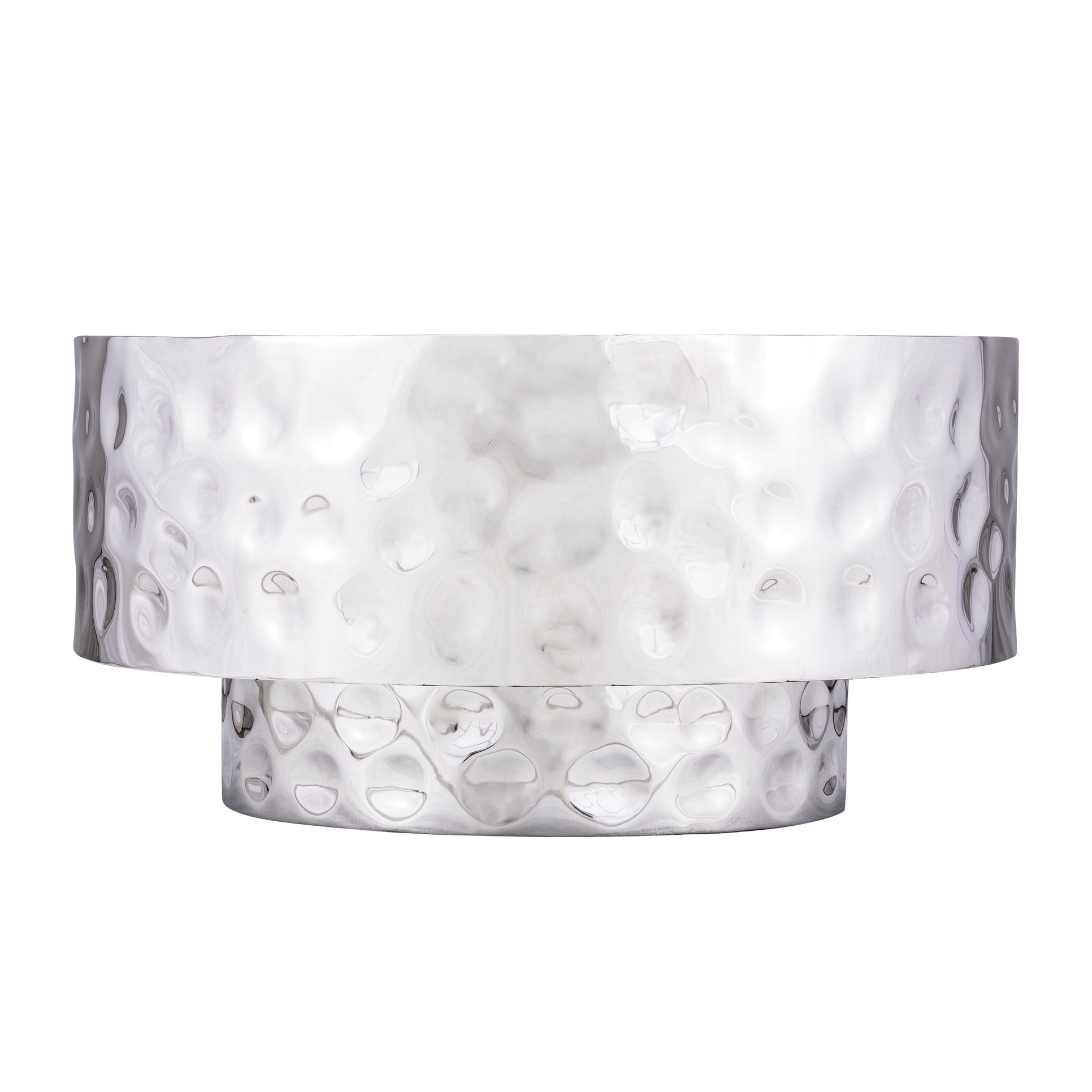 Hokku Designs Modern Round Silver Coffee Table, Hand - Hammered Surface ...