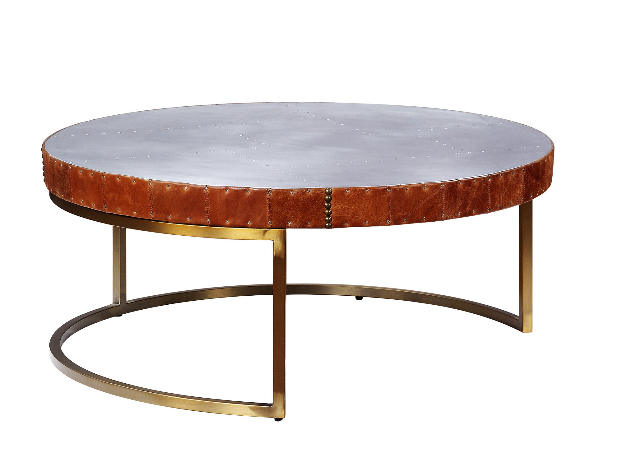 Foundry Select Woodford Round Coffee Table in Aluminum and Cocoa ...