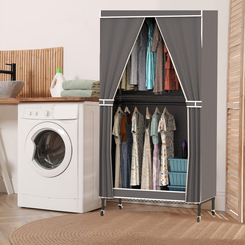 Rebrilliant 2 Tier Clothing Rack With Cover | Wayfair
