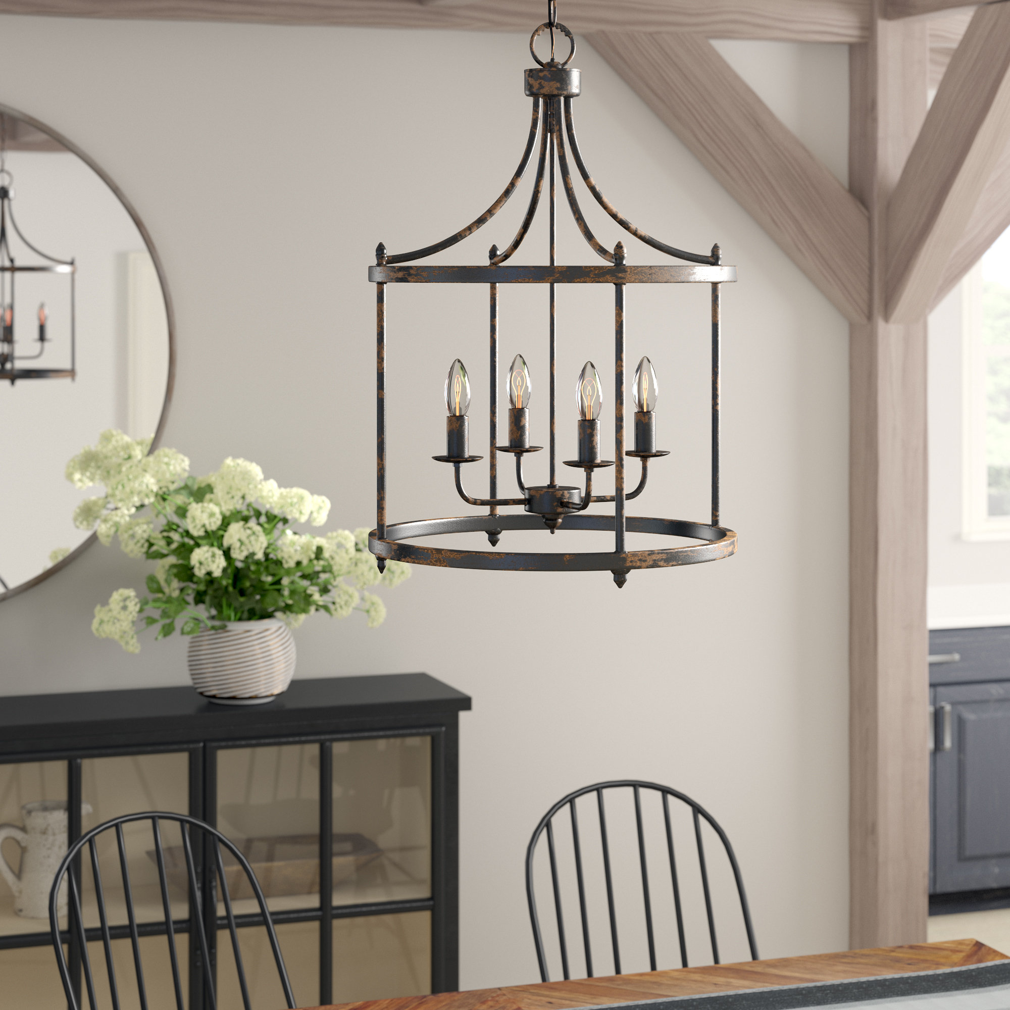 Gracie Oaks Mavis 4 - Light Lantern Drum Chandelier & Reviews | Wayfair