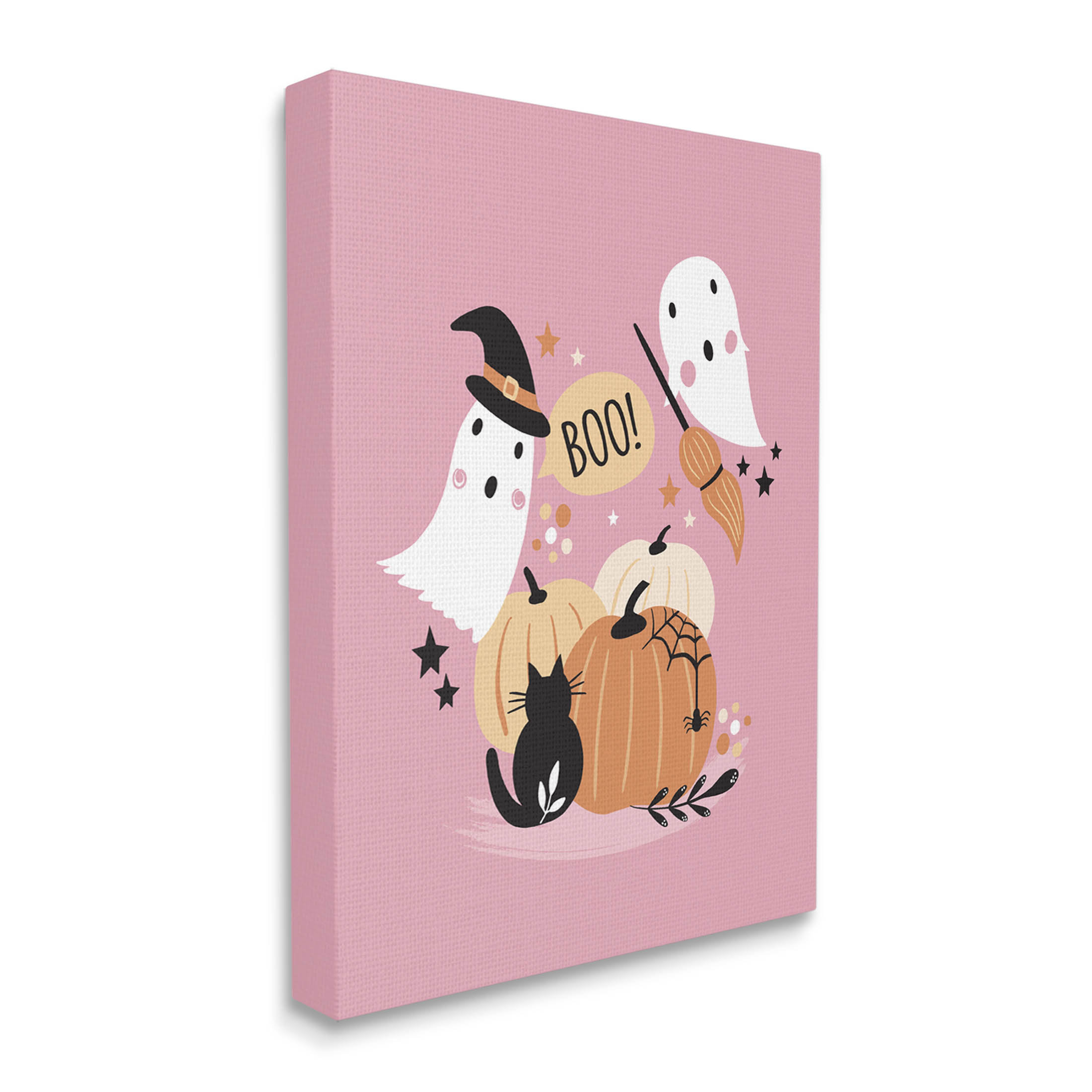 Stupell Industries Pink Boo Halloween Ghosts Canvas Wall Art By Louise ...
