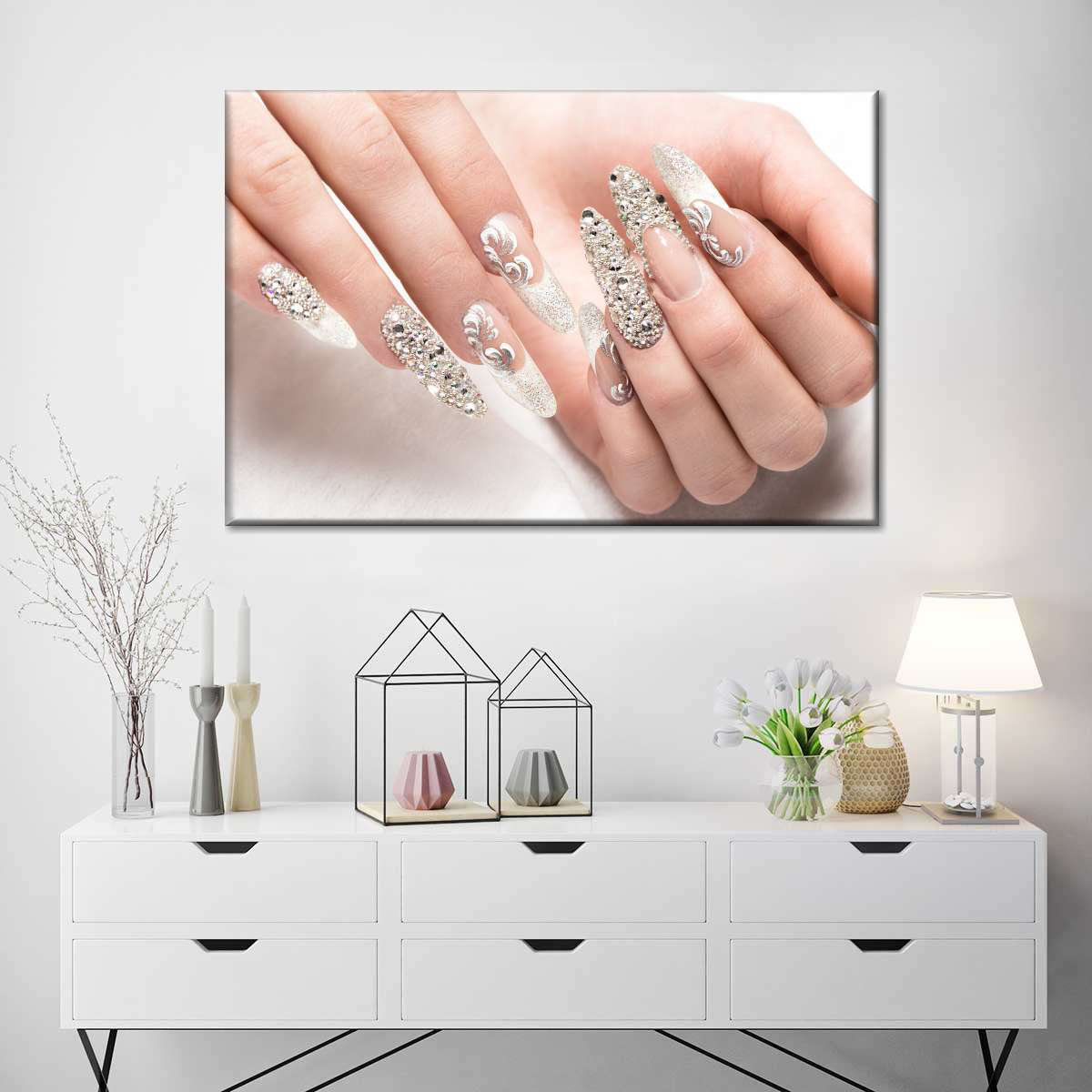 Mercer41 Nail Bedazzled Wedding Nails Canvas Print On Canvas Print ...