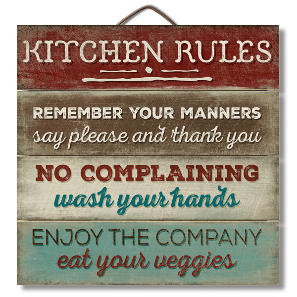 August Grove® Kitchen Rules Horizontal Pallet Wood Sign Wall Décor ...
