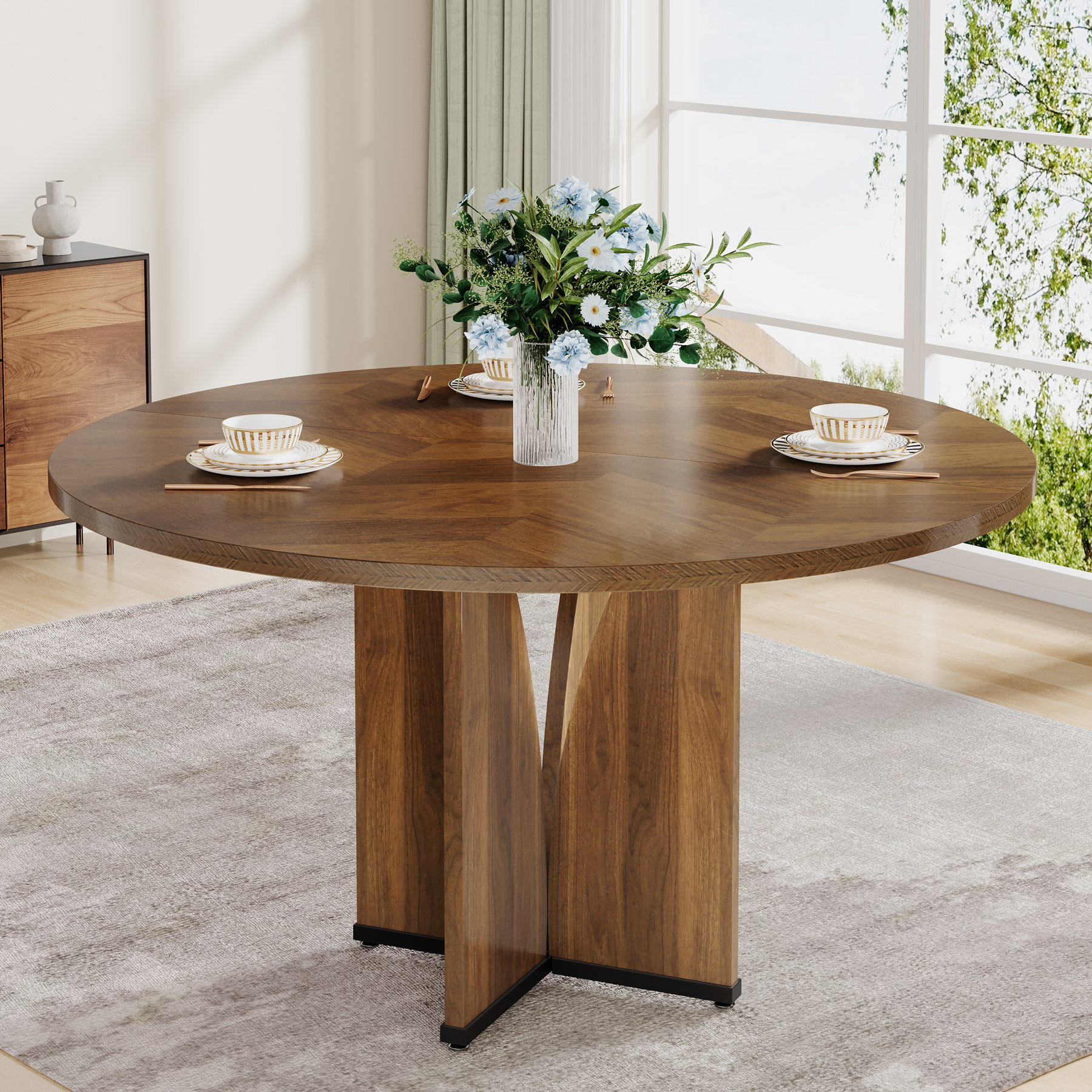 Millwood Pines 39.37" Round Dining Table Dining Table For 4 People ...