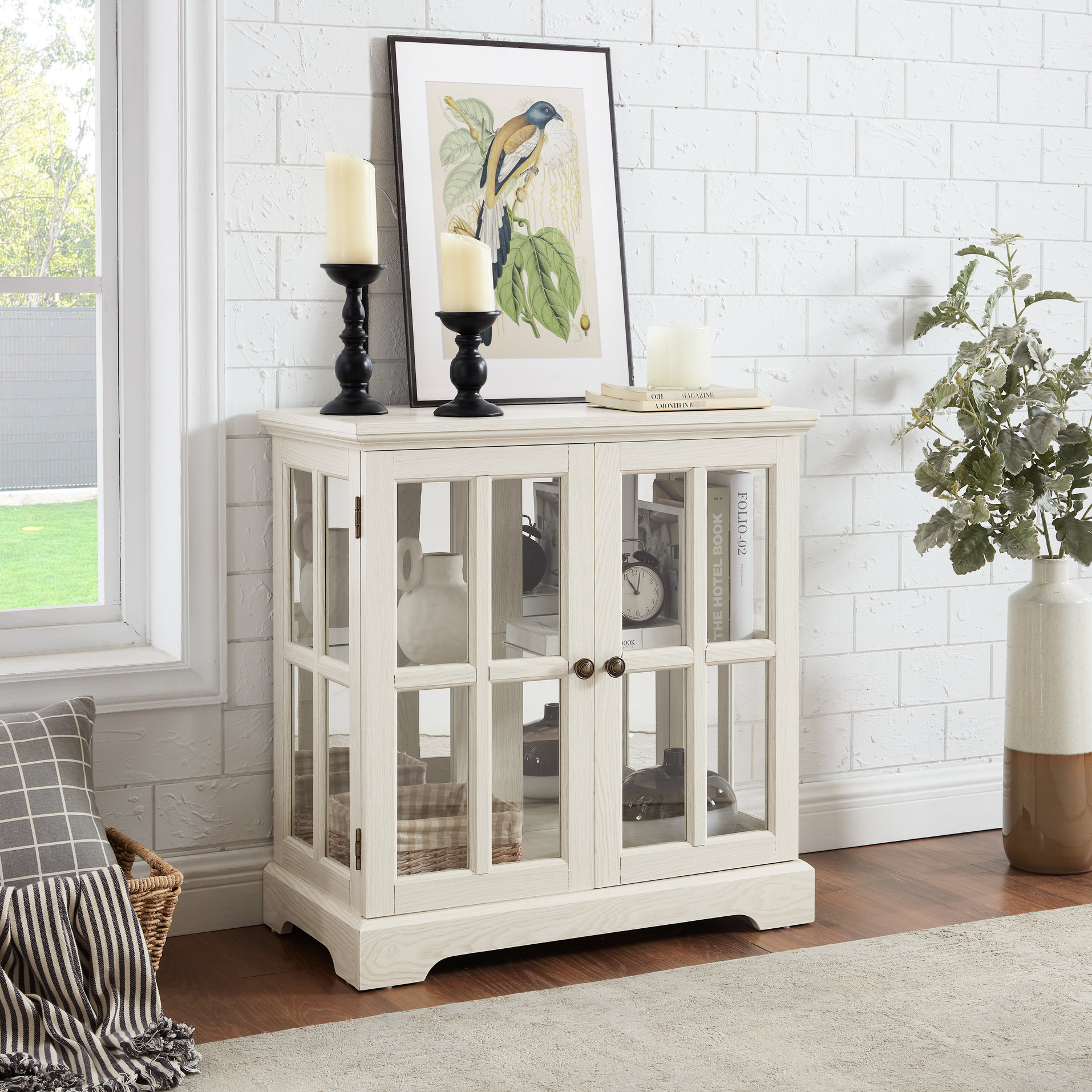 Ophelia & Co. Antique Cabinet With Smooth Tabletop, Led Lights ...