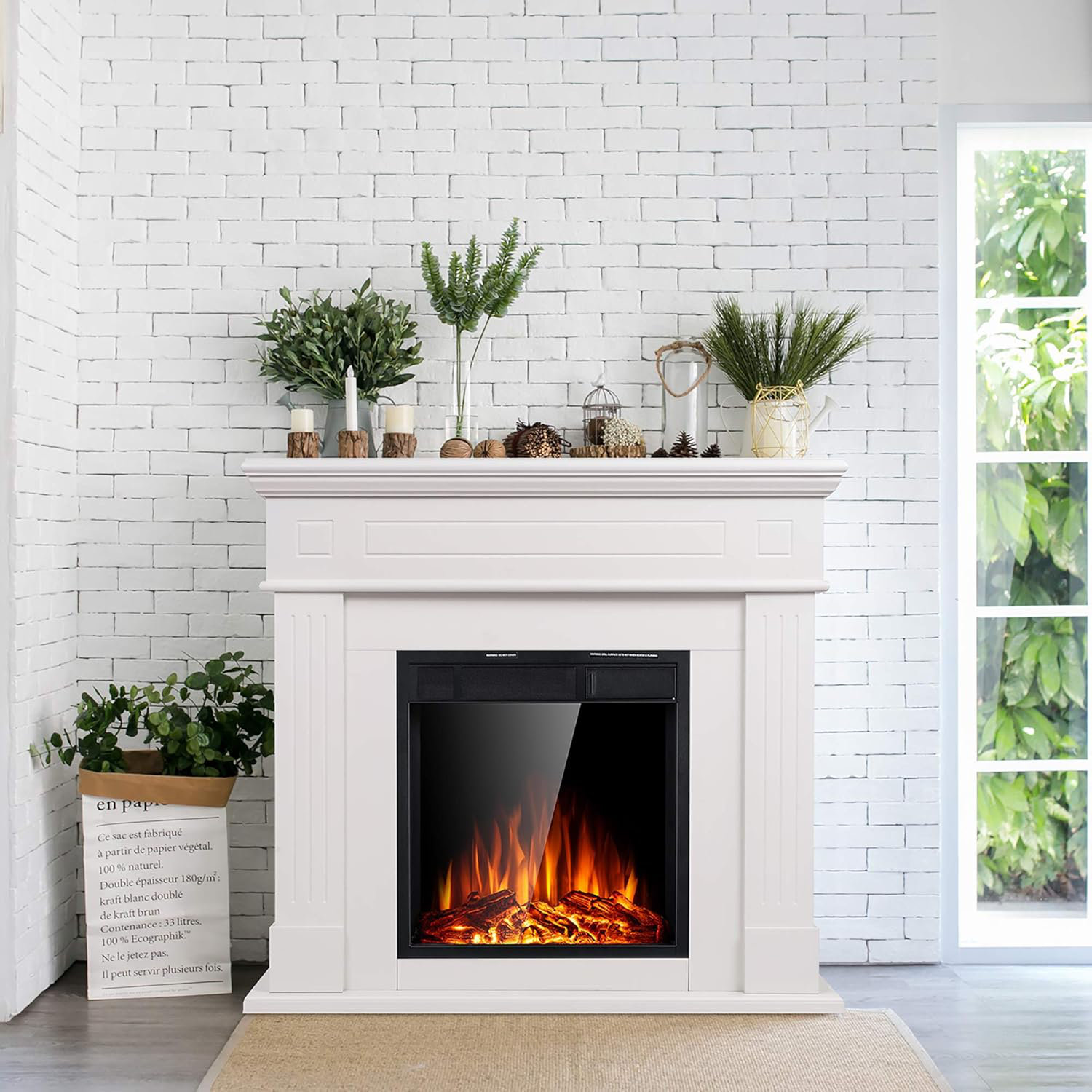 Lark Manor™ Electric Fireplace Heater with Adjustable Led Flame | Wayfair