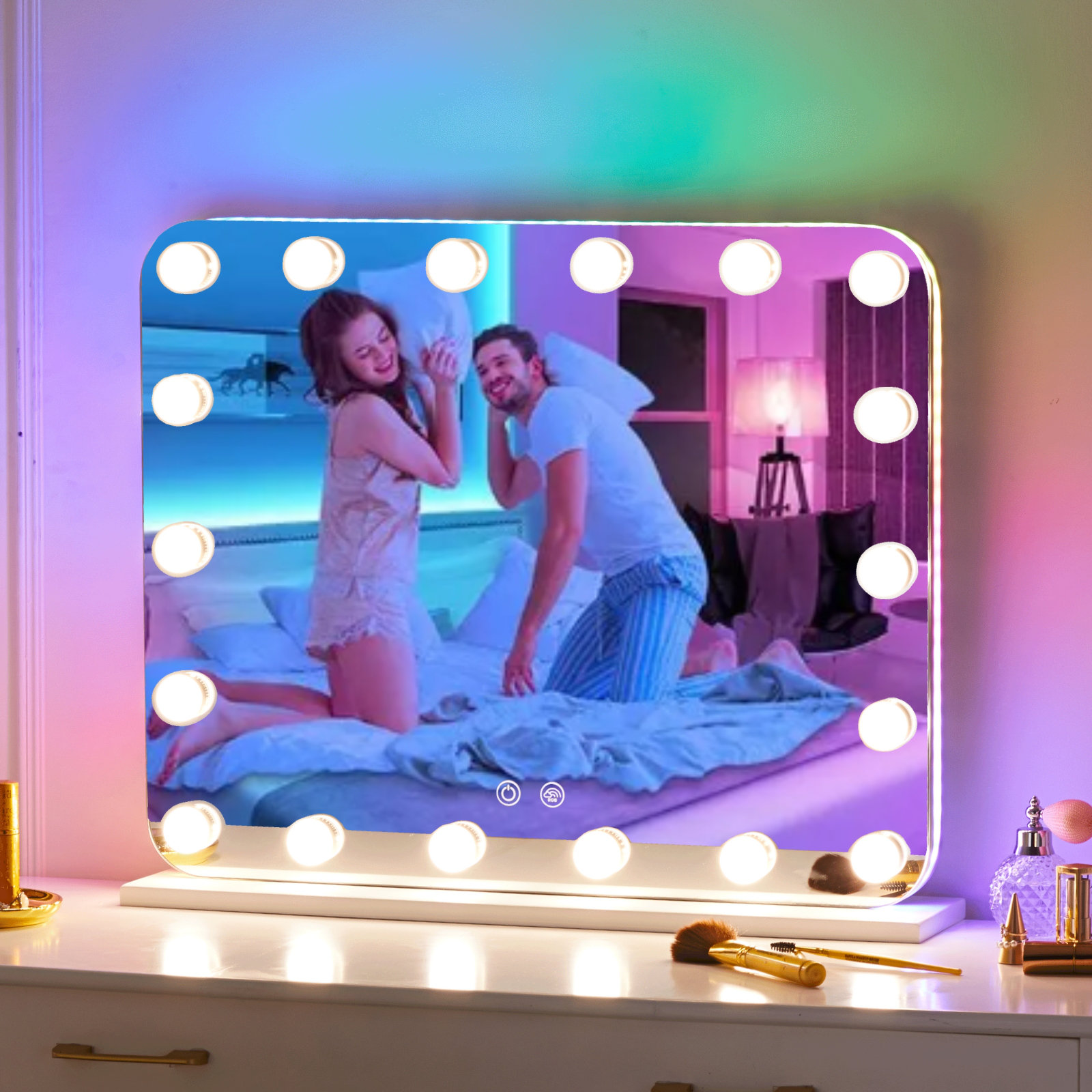 Ebern Designs Pracilla Vanity Mirror Makeup Mirror with RGB Color ...