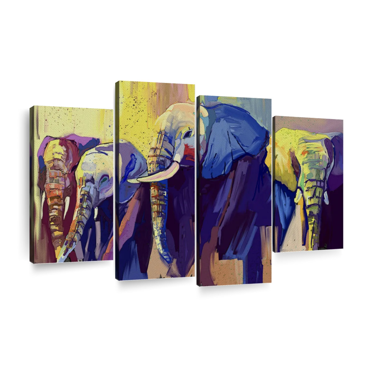Dakota Fields Elephants Herd Multi Piece Canvas Print | Wayfair