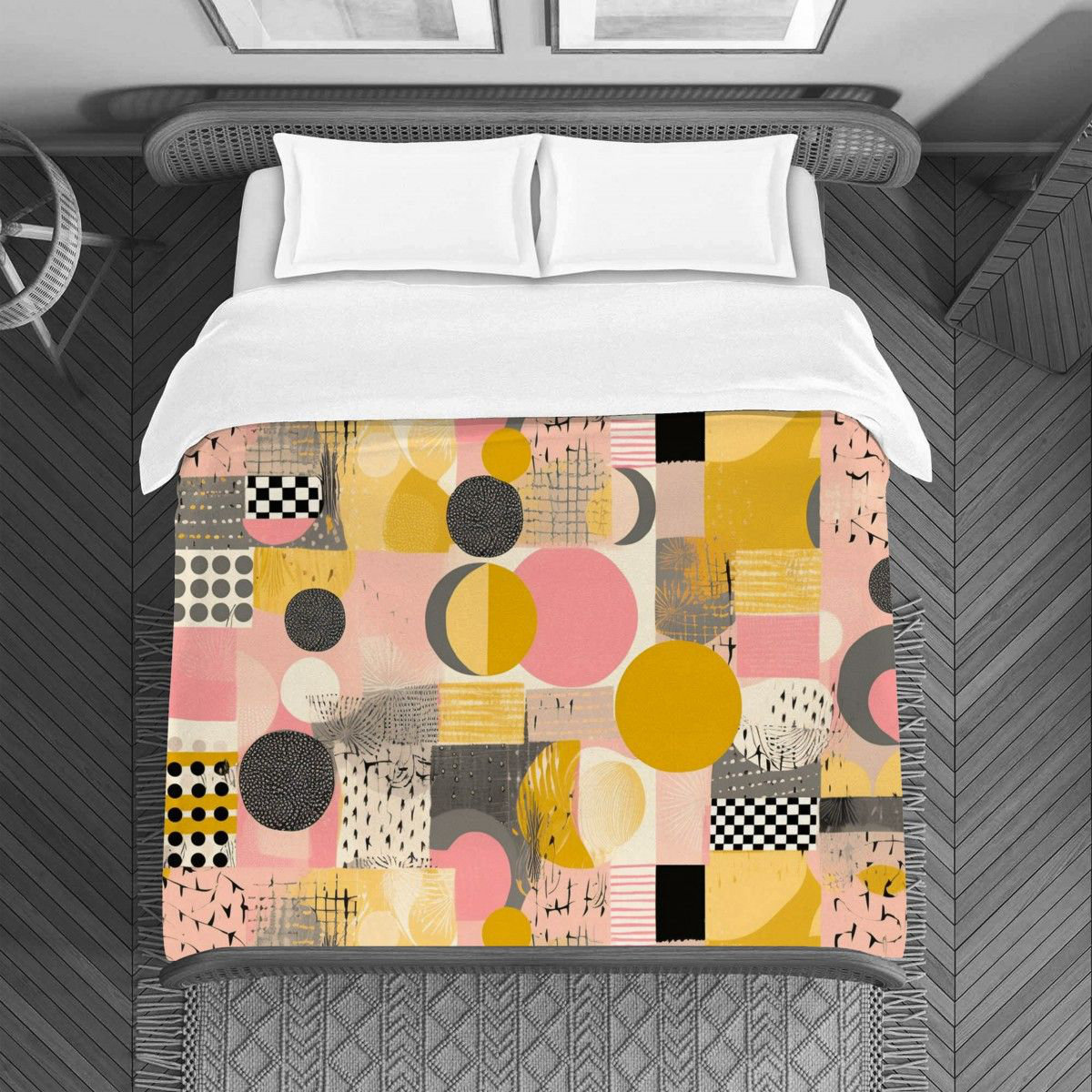 VisionDecor Funky Bedding Pattern Duvet Cover Pink/Yellow - Wayfair Canada