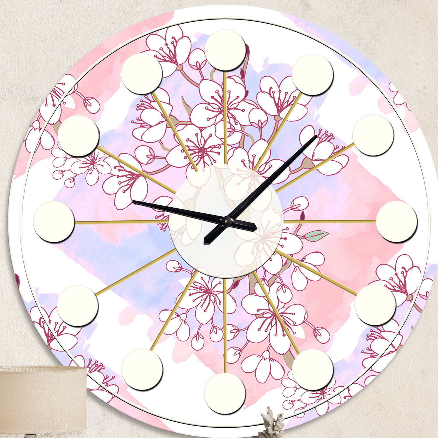 East Urban Home Retro Pink Flower Pattern I - Mid-Century Modern wall ...