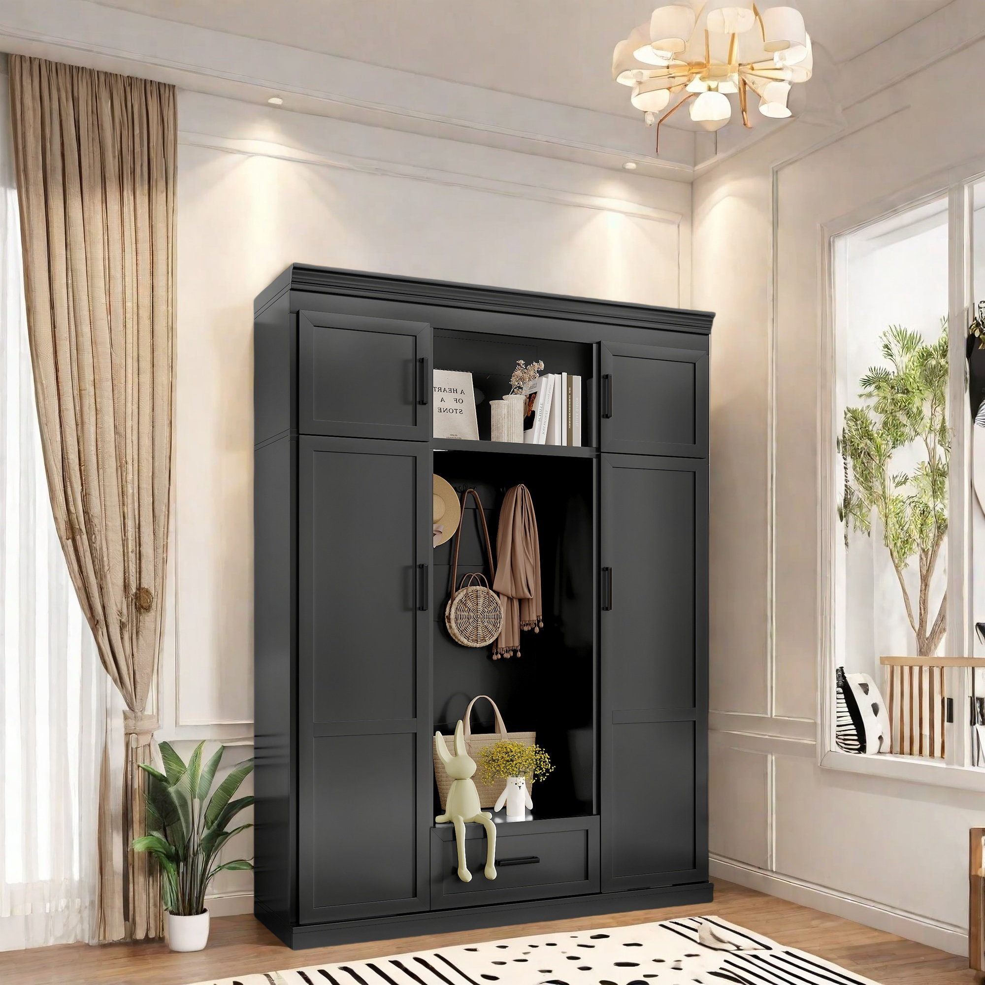 Red Barrel Studio® Modern Large Hall Tree with Adjustable Shelves ...