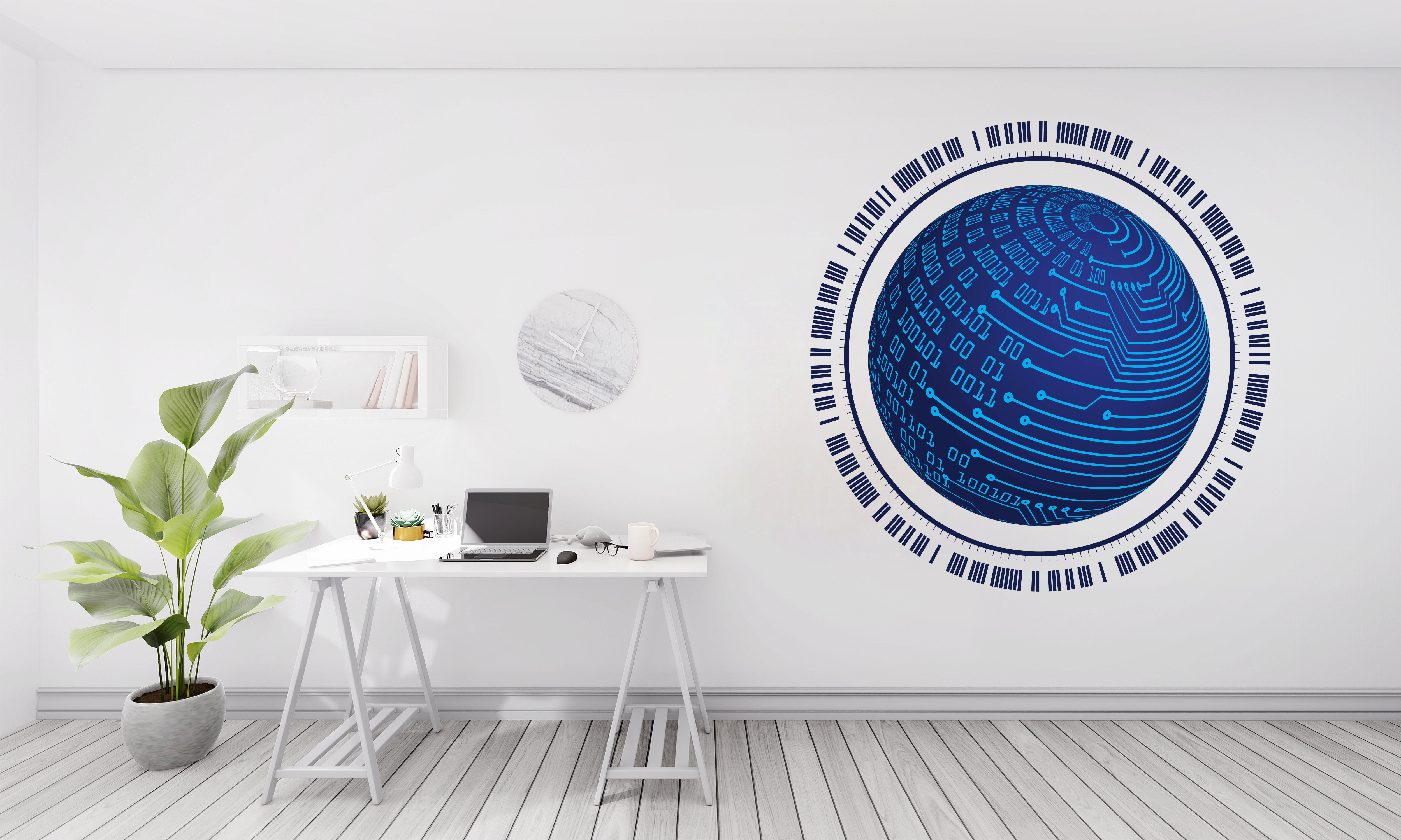 Lark Manor™ Circuit Board Wall Decal, Globe Technology Vinyl Wall Art ...
