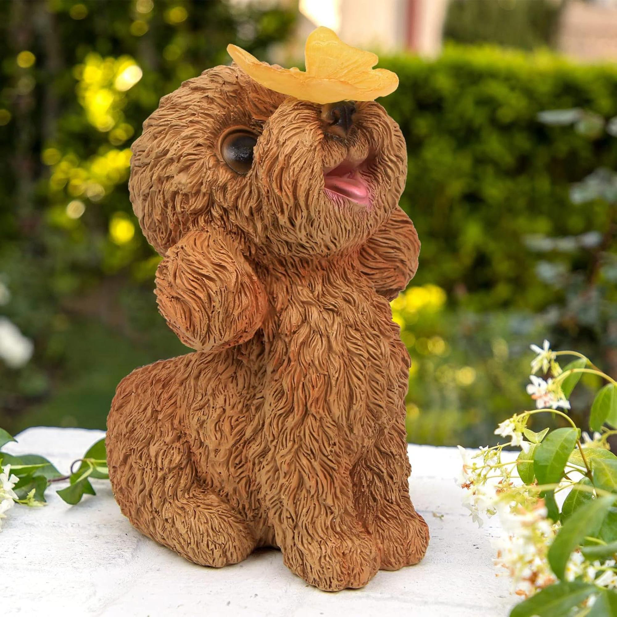 The Holiday Aisle® Dog Statues Outdoor Decor, Solar Lights Outdoor ...