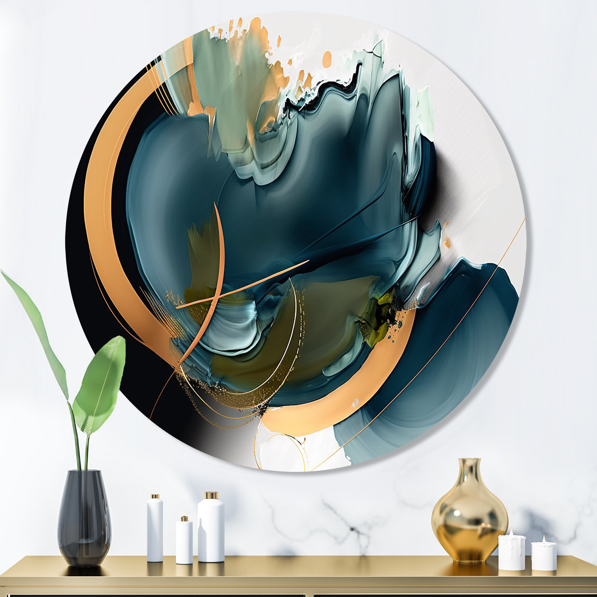 Mercer41 Dumel Abstract Shapes Modern Artwork I - Abstract Round Metal ...