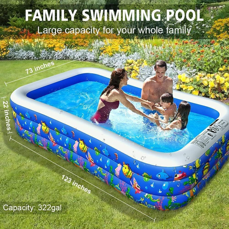 Utibia Inflatable Swimming Pool, 96''×57''×21'' Inflatable Family ...