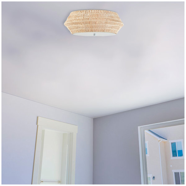 Mercer41 Boho Bamboo Flush Mount Ceiling Light Natural See Below ...