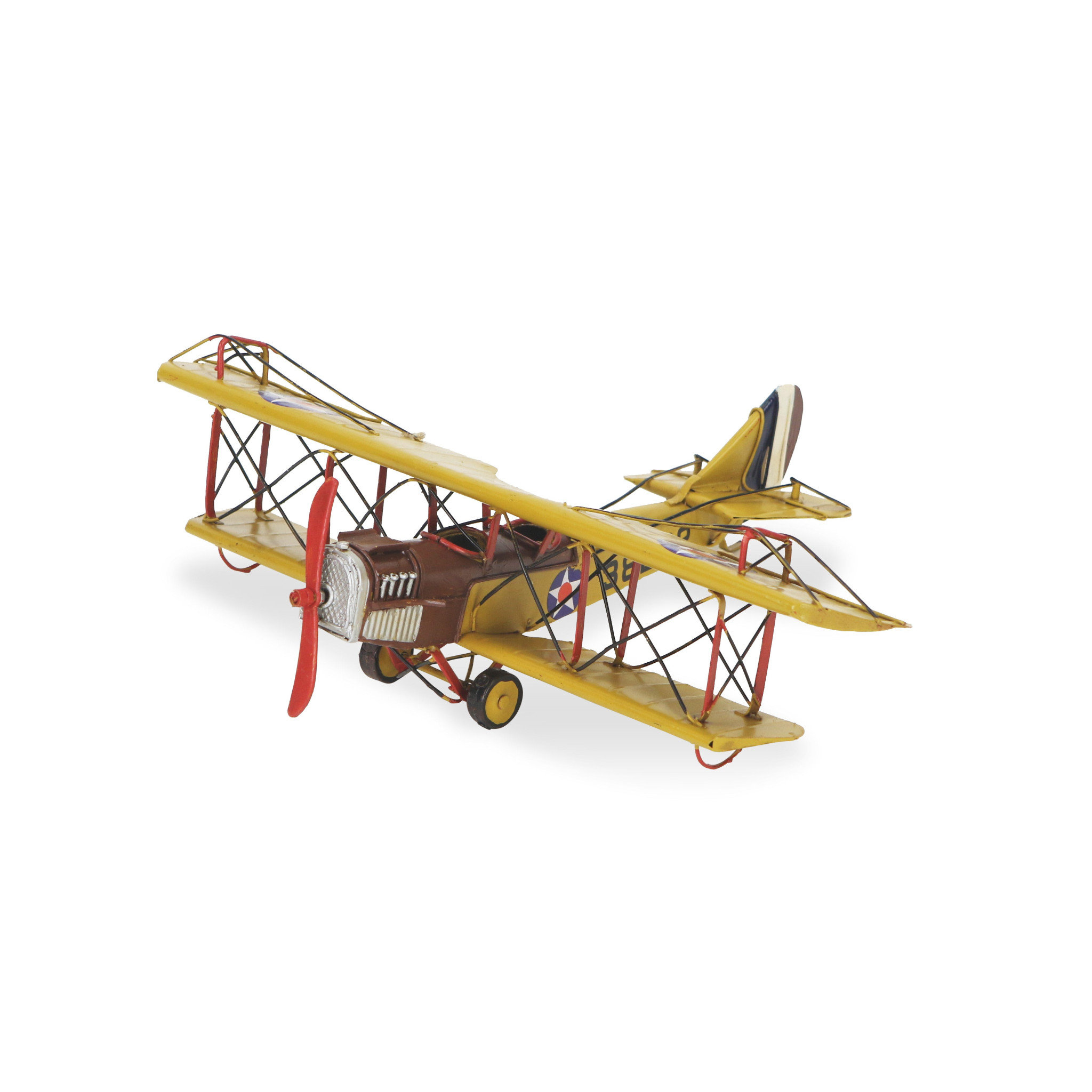 HomeRoots 4" Yellow and Red Metal Hand Painted 1918 Yellow Curtiss JN-4 ...