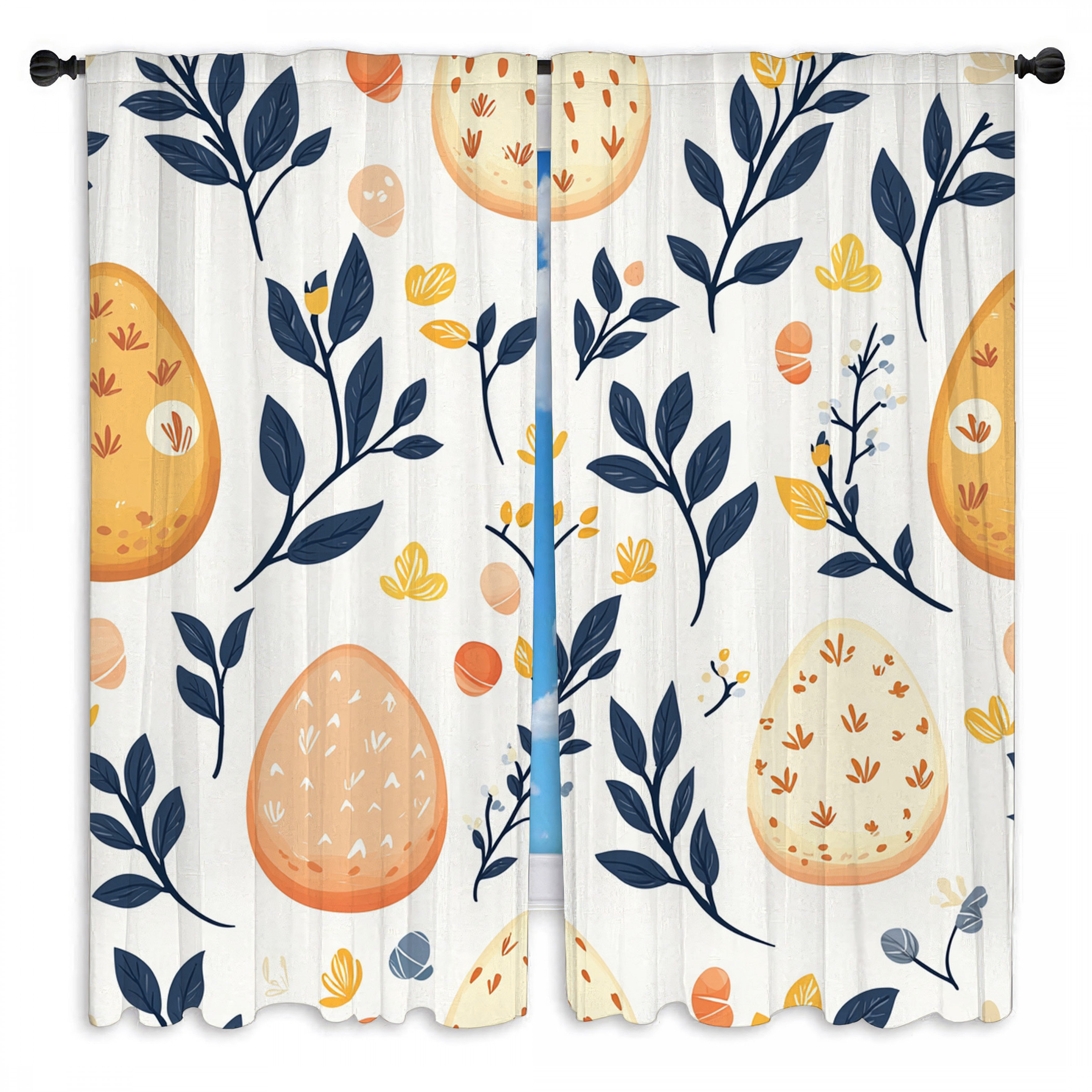 Dakota Fields Nature Doodles Window Curtains Graphics Minimalist Drapes ...