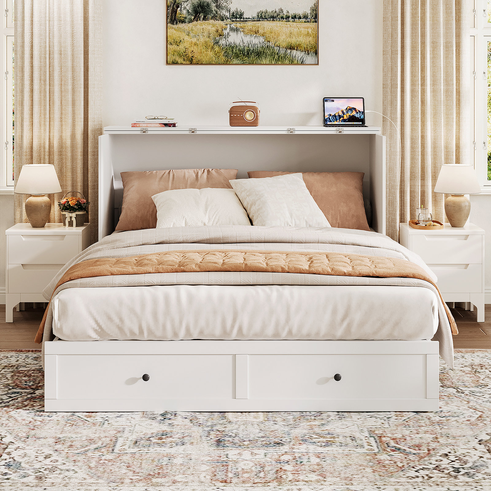 Winston Porter Murphy Bed With Storage And Built-in Charger & Reviews ...