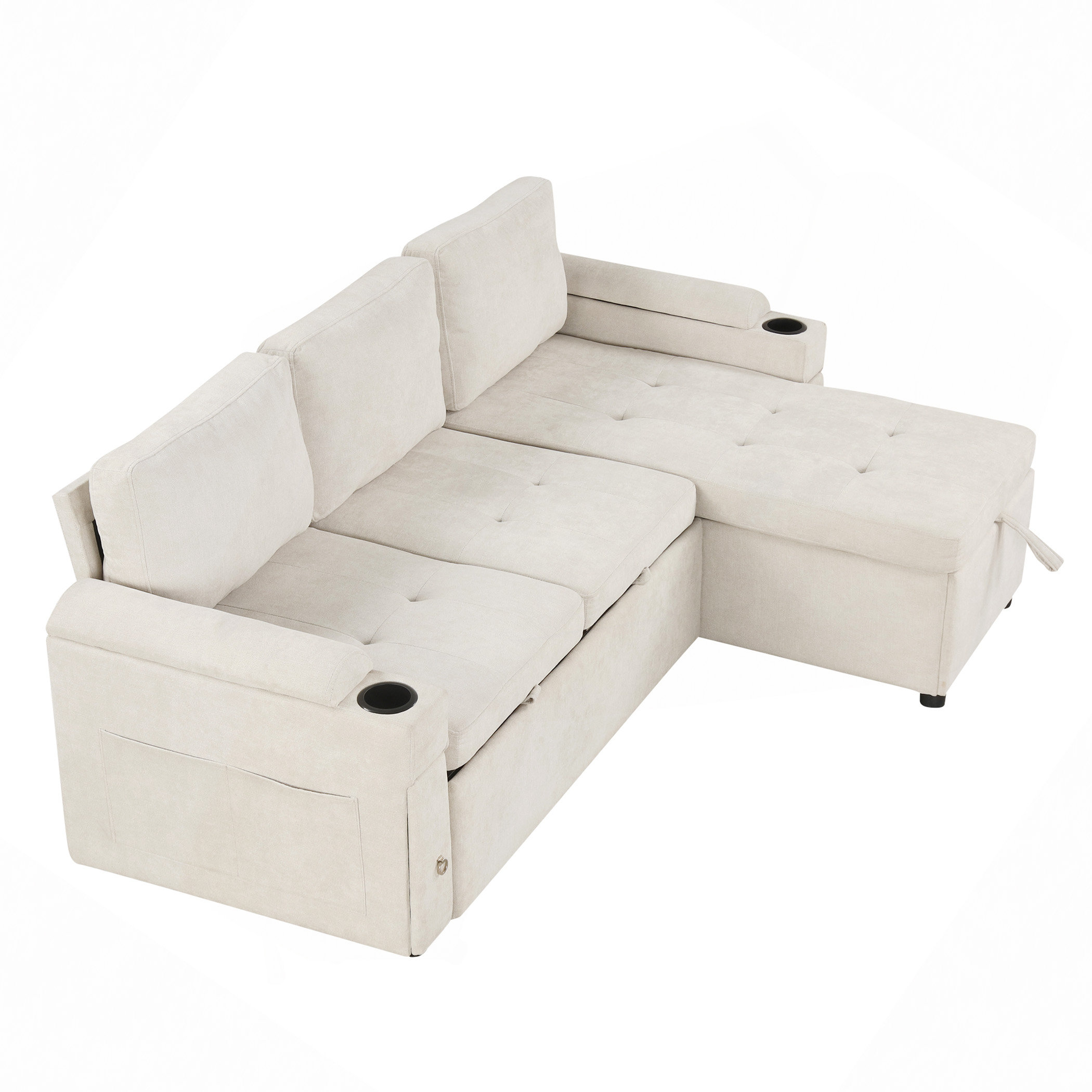 Latitude Run® 83.5" L-Shaped Sofa Couch Convertible Sofa Bed Sectional ...