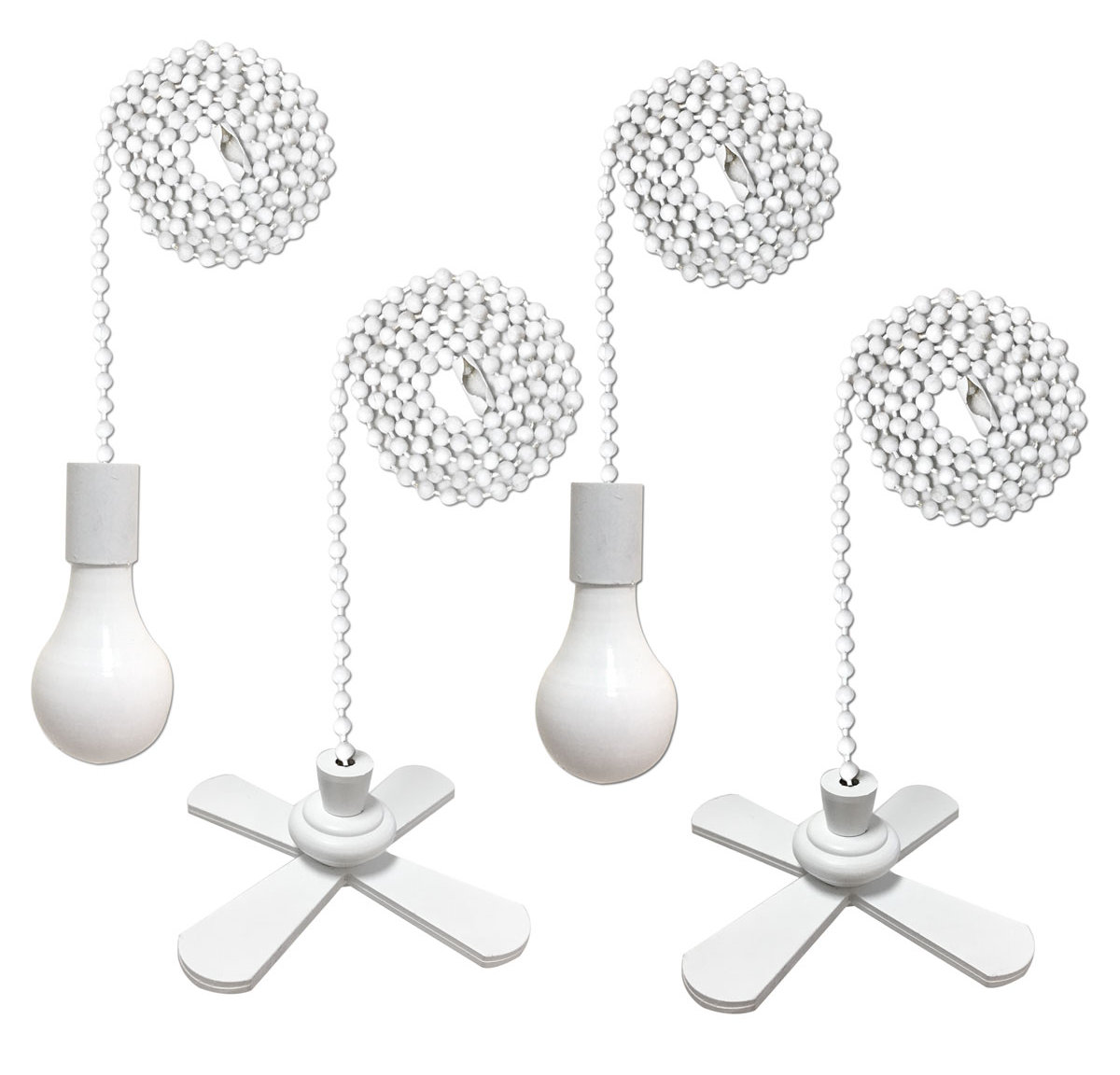 Royal Designs 4 Piece Fan and Light Bulb Shaped Ceiling Fan Pull Chain ...