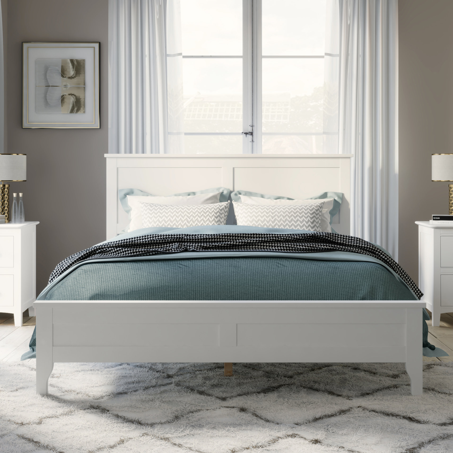 Alwyn Home Elegant Pine Platform Bed, Simple Design, High Load ...