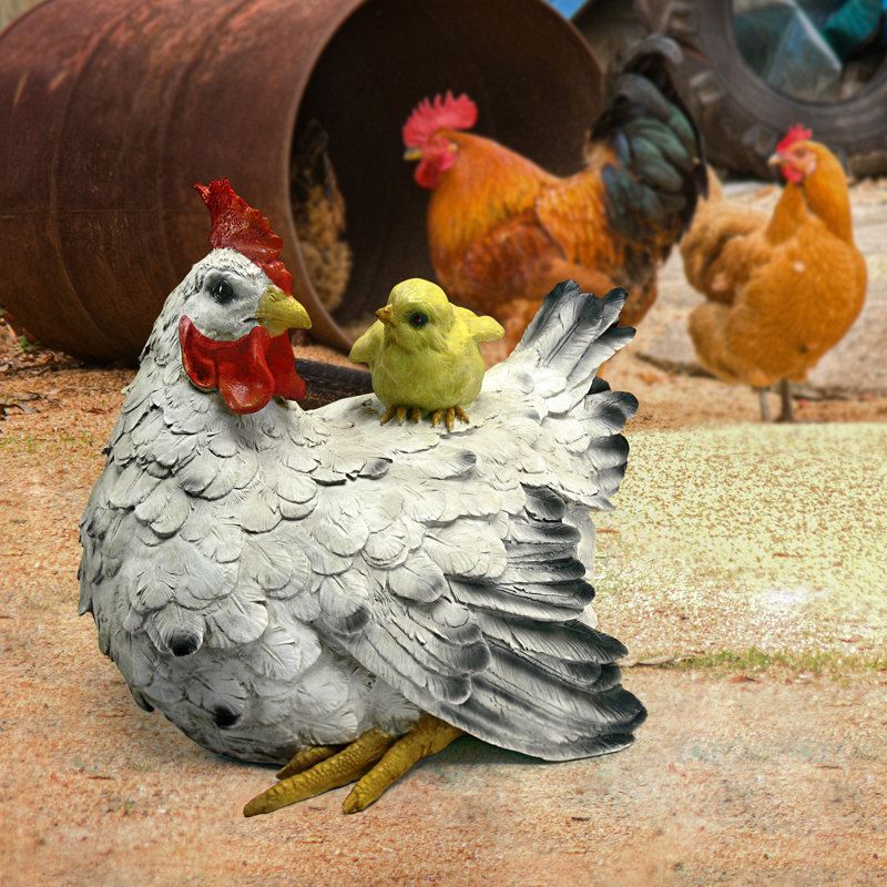 Design Toscano Barnyard Mother Hen and Baby Chick Statue & Reviews ...