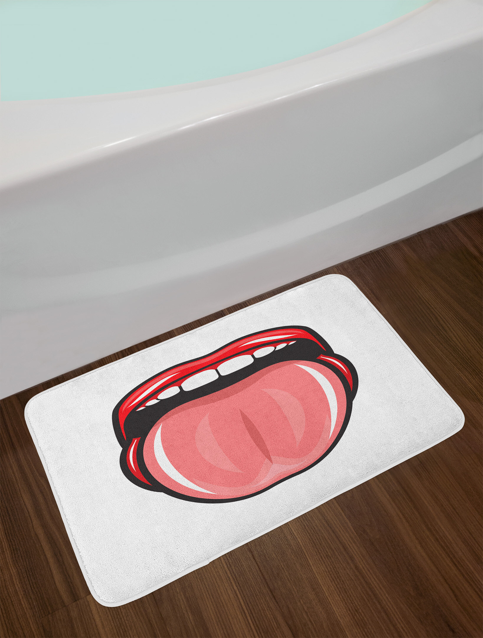 East Urban Home Lips Plush Bath Mat, Open Mouth Tongue out Image, 30.2 ...