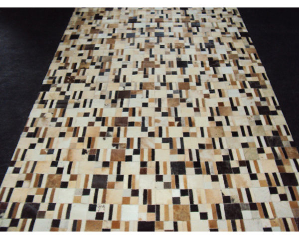 Modern Rugs Ayub Hand Tufted Leather Patchwork Area Rug in White/Brown ...