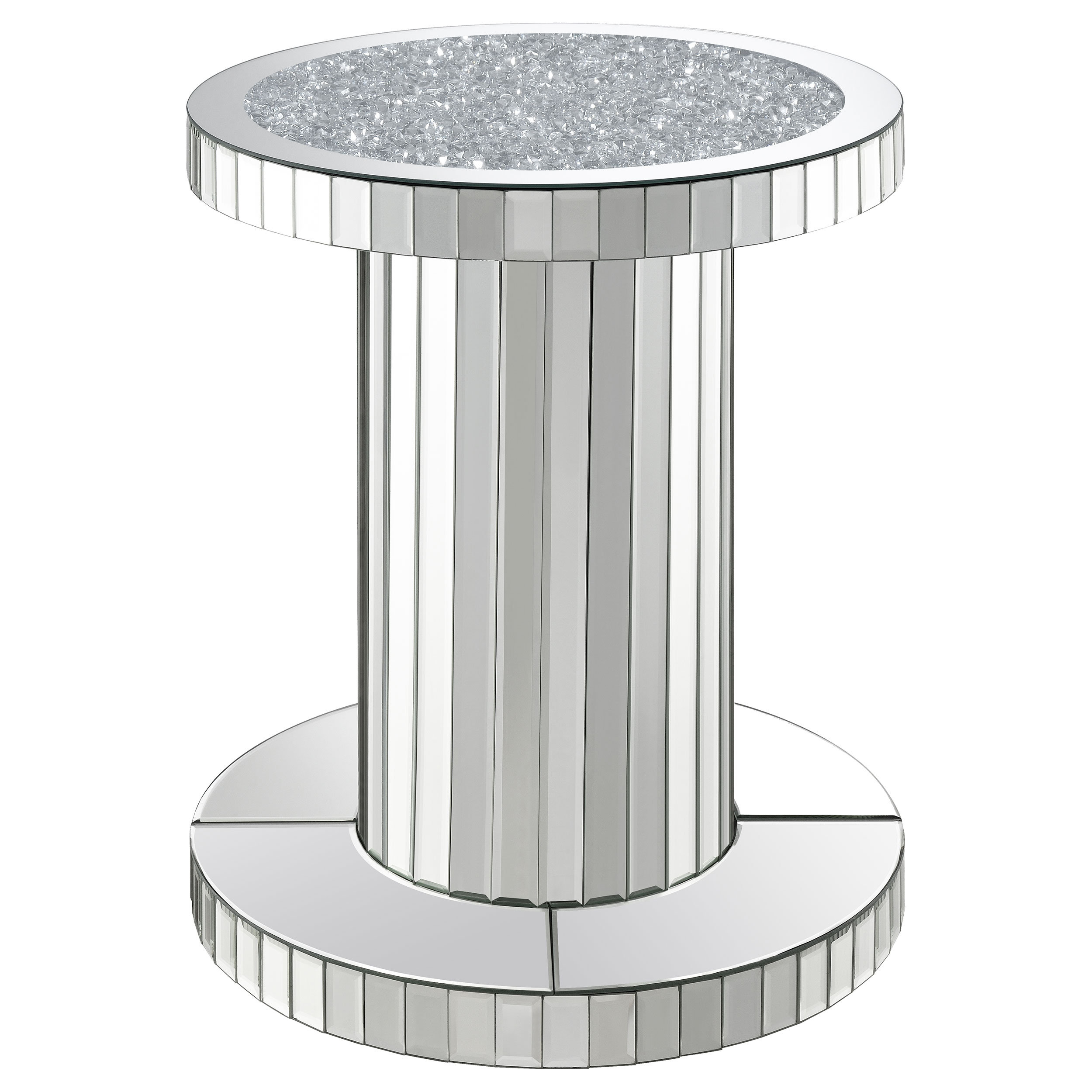 Everly Quinn Dorielle Crystal Inlay Round Top Accent Table | Wayfair