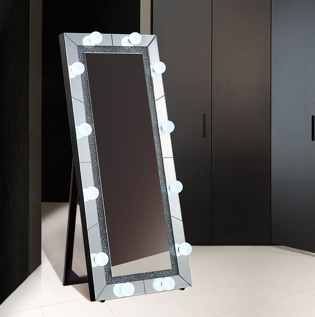 Everly Quinn Beveled Lighted Full Length Mirror | Wayfair
