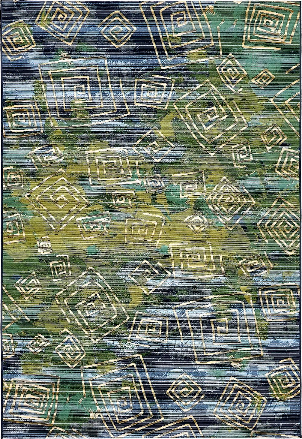 Ebern Designs Outdoor Veranda Area Rug Grass and Sky Color | Wayfair