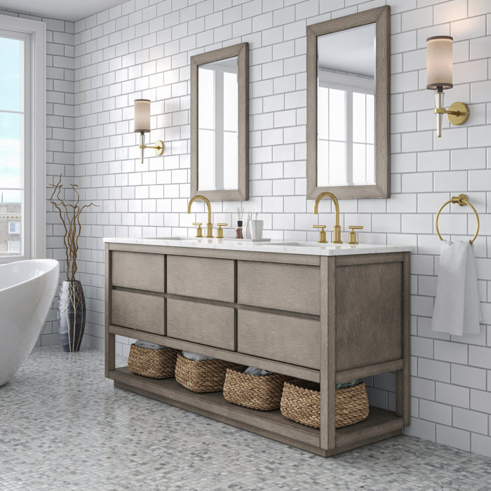 Red Barrel Studio® Oakman 72" Carrara White Marble Countertop Bath ...