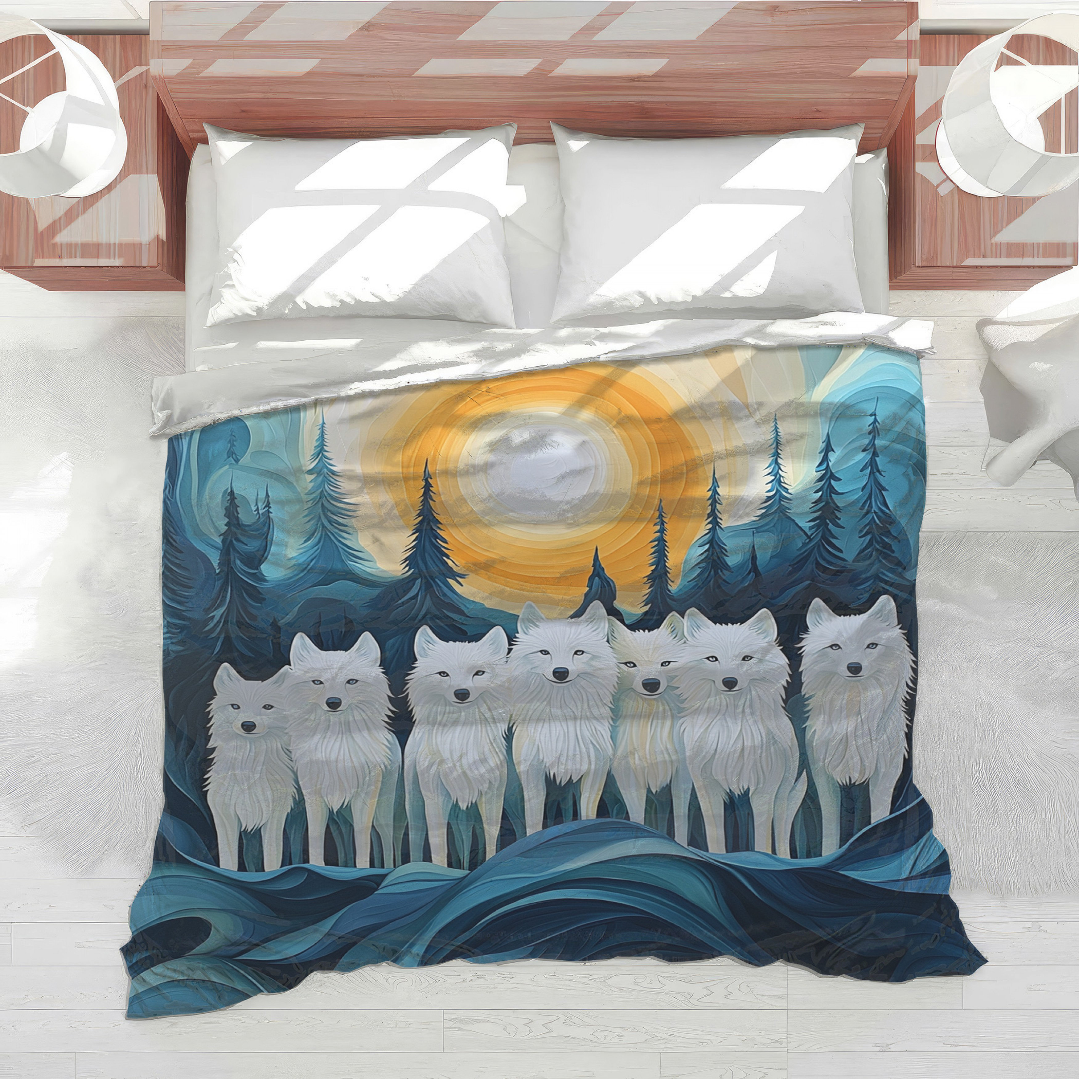 VisionDecor Wolves Bedding Animals Comforter Modern | Wayfair