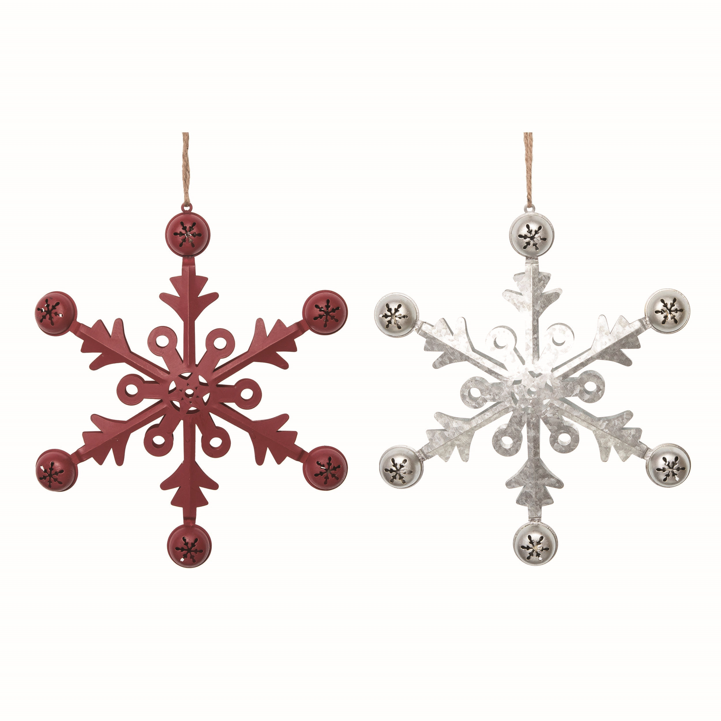 Ophelia & Co. Metal Jingle Bell Snowflake Decor Set of 2 Christmas Home ...